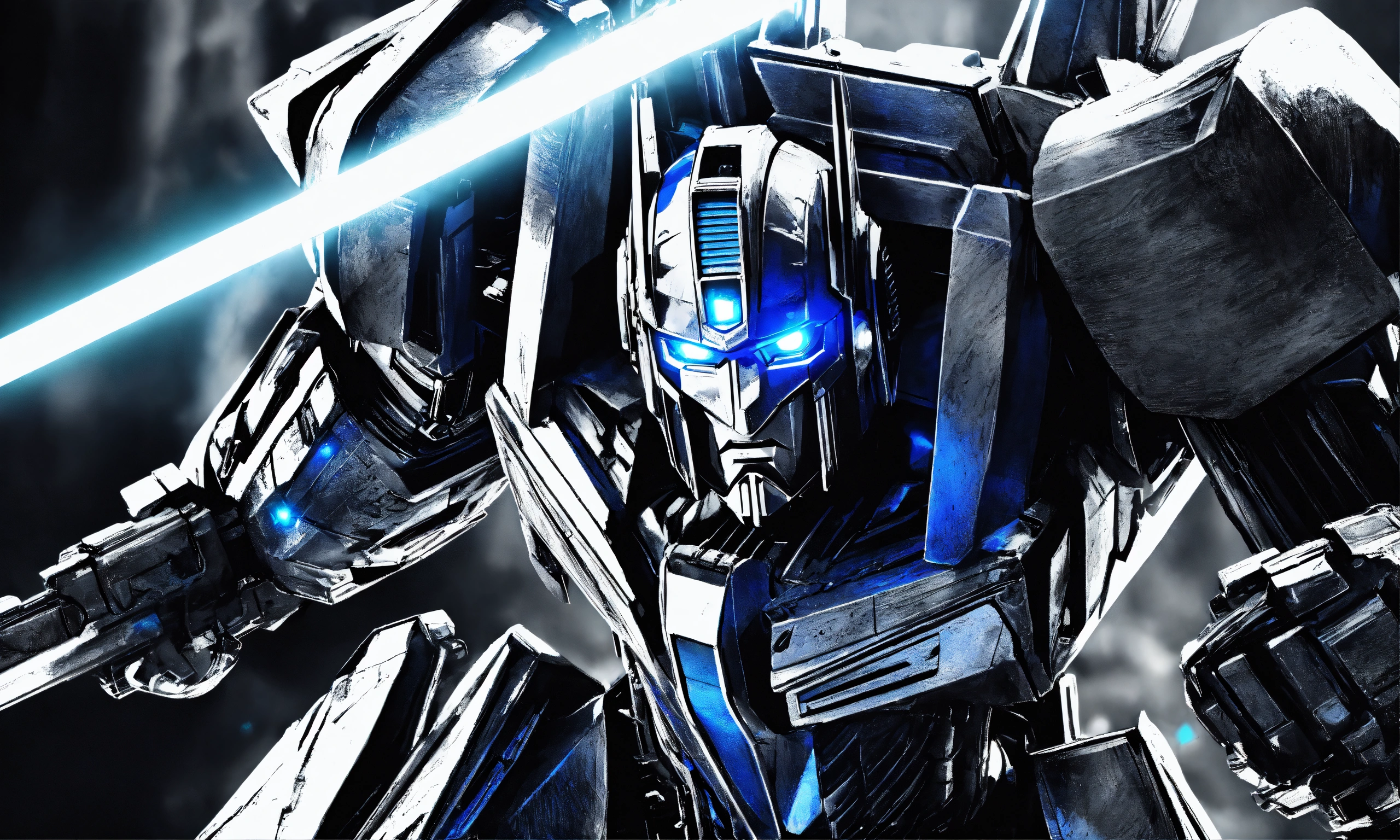 Lexica - Black and white illustration of transformer character Optimus ...