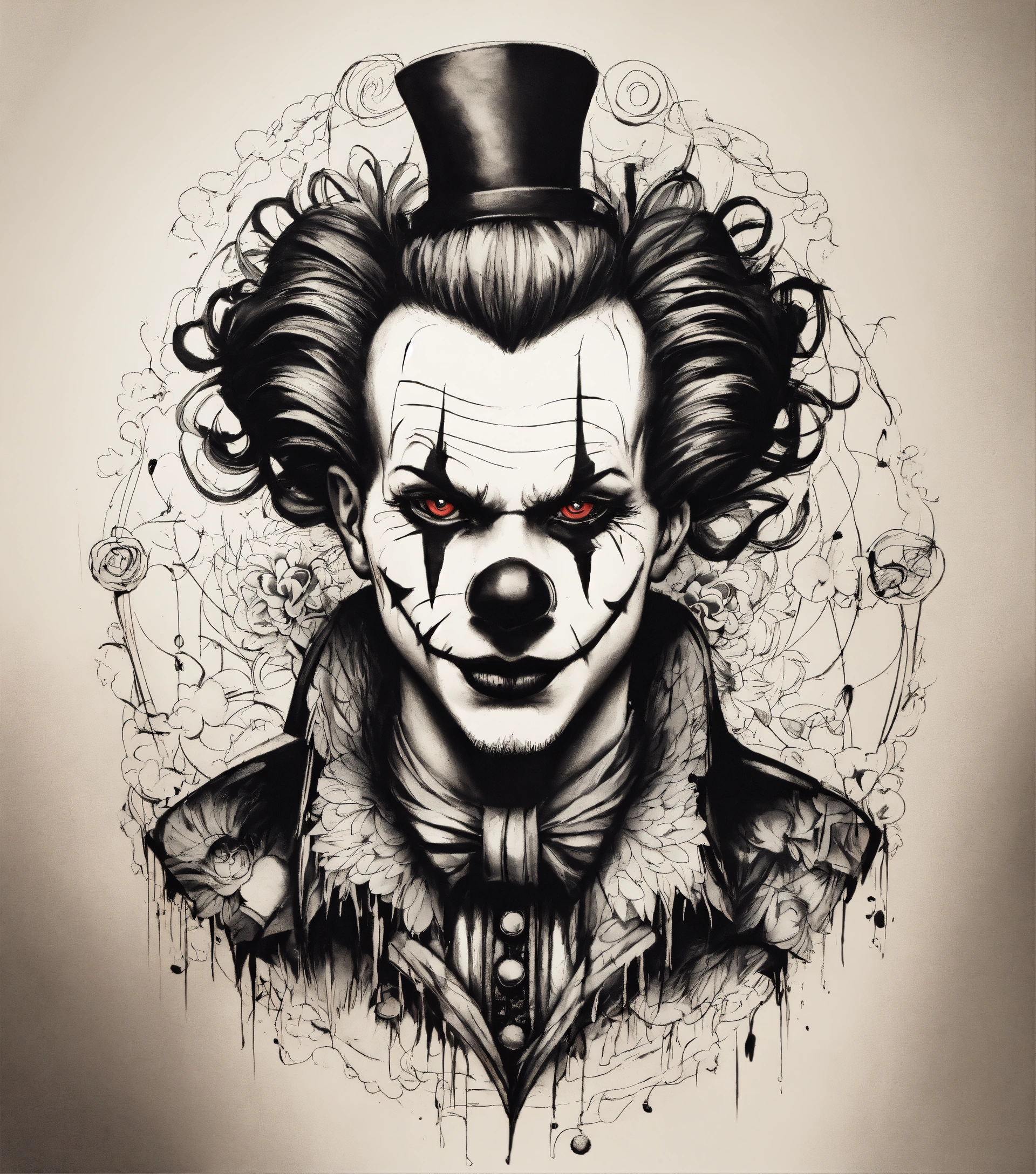 Lexica - Tattoo design, punk clown, simple design on white background ...