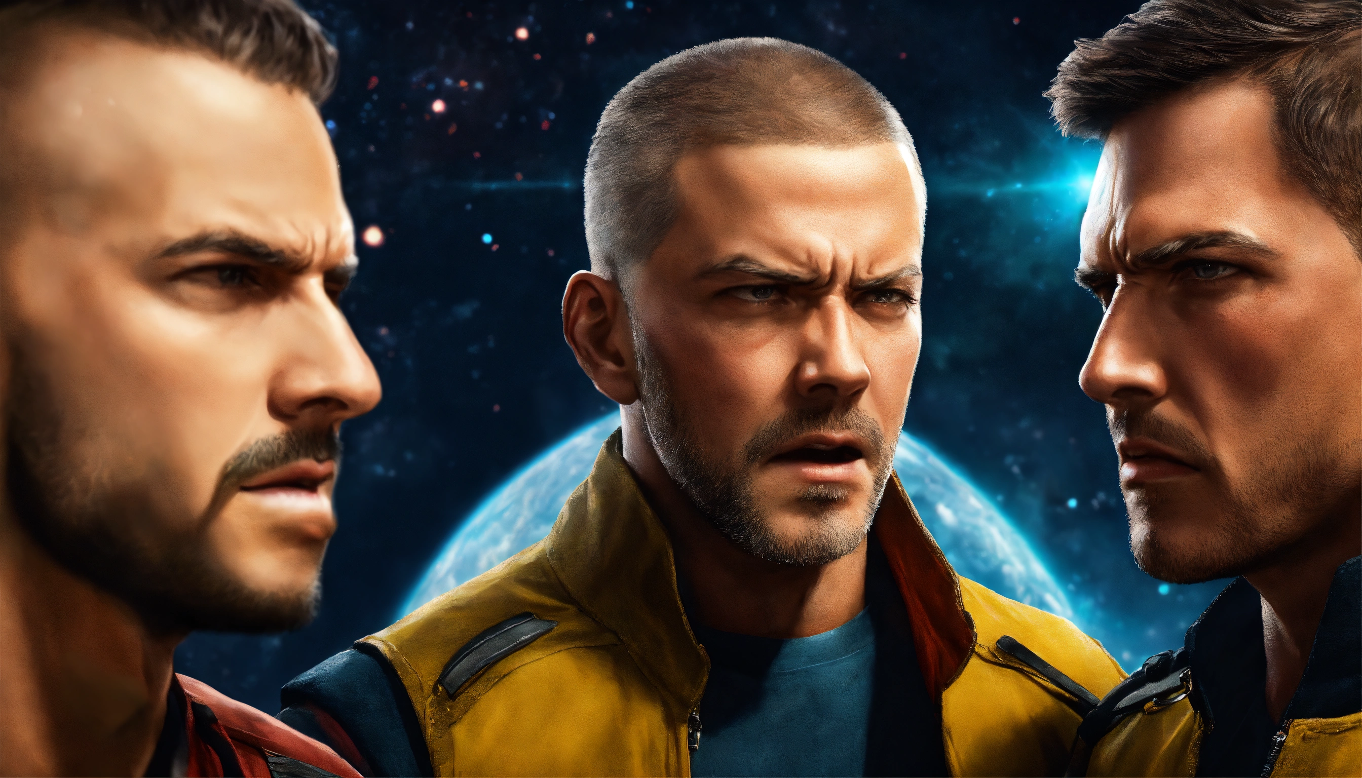 Lexica - Two men facing each other, very angry yelling, crew cut, no ...