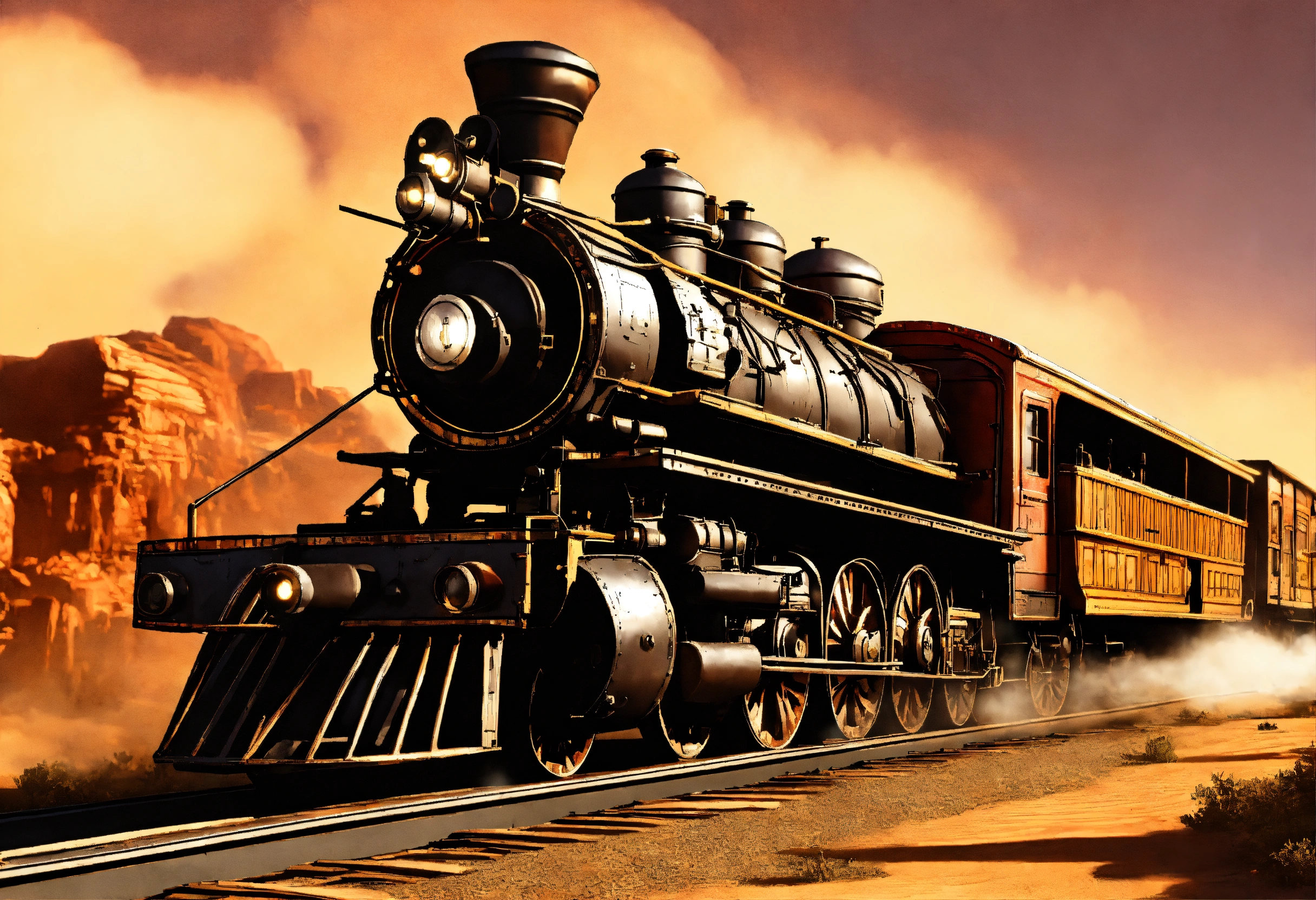 Lexica - Old west train iron road enforcer Borderlands style stylized ...