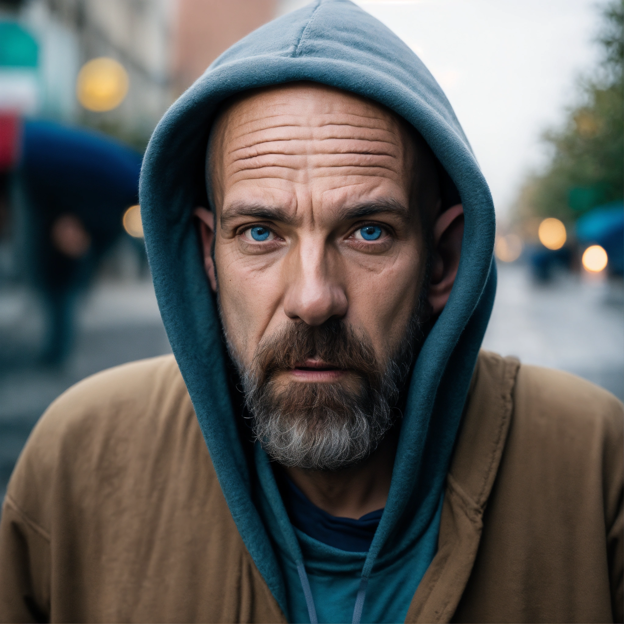 Lexica - A HUGE HOMELESS MAN WITH A HUGE LUMPY BALD HEAD, A TINY GOATEE ...