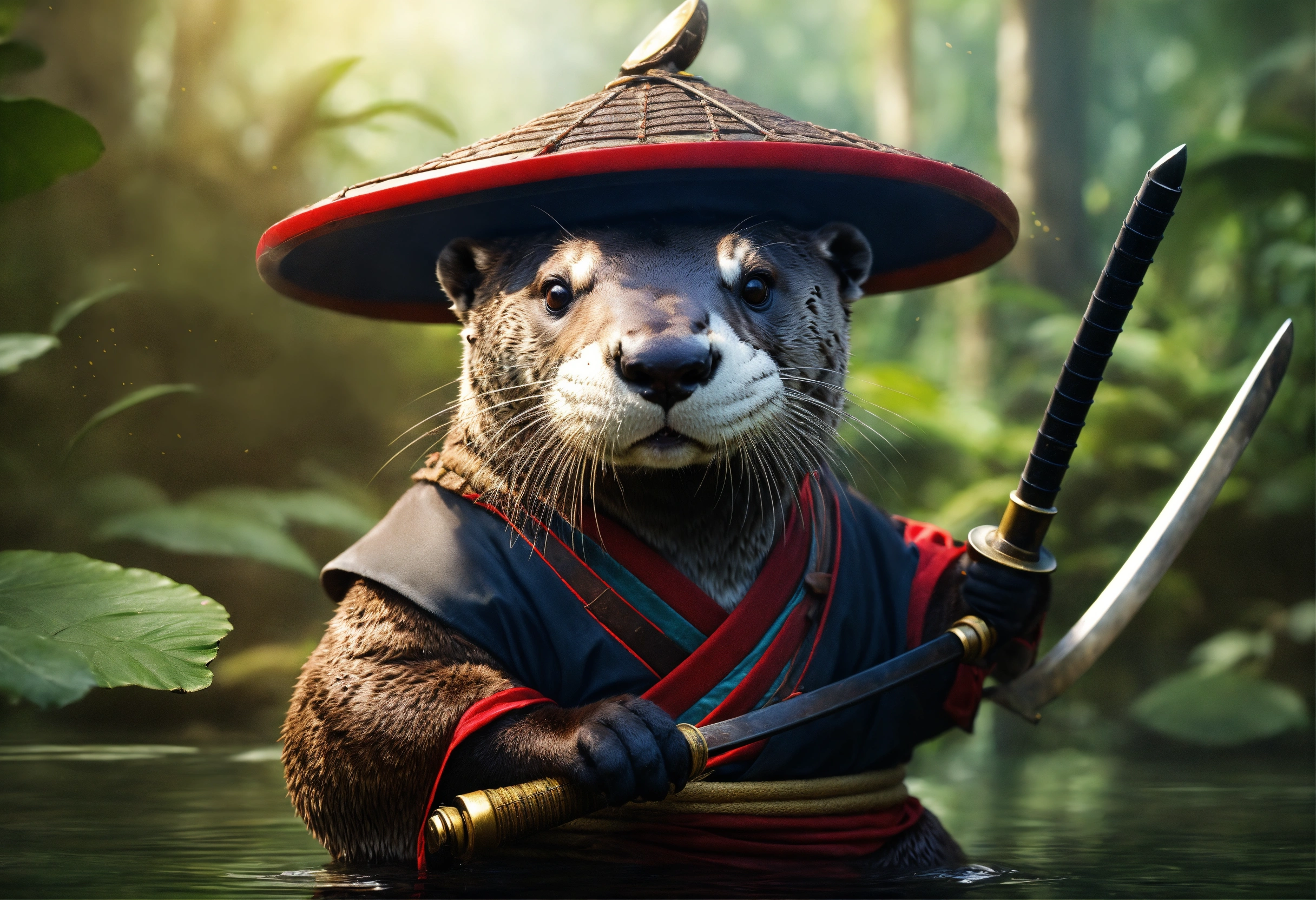 Lexica - Otter samurai. Jungle. Hyper realistic.