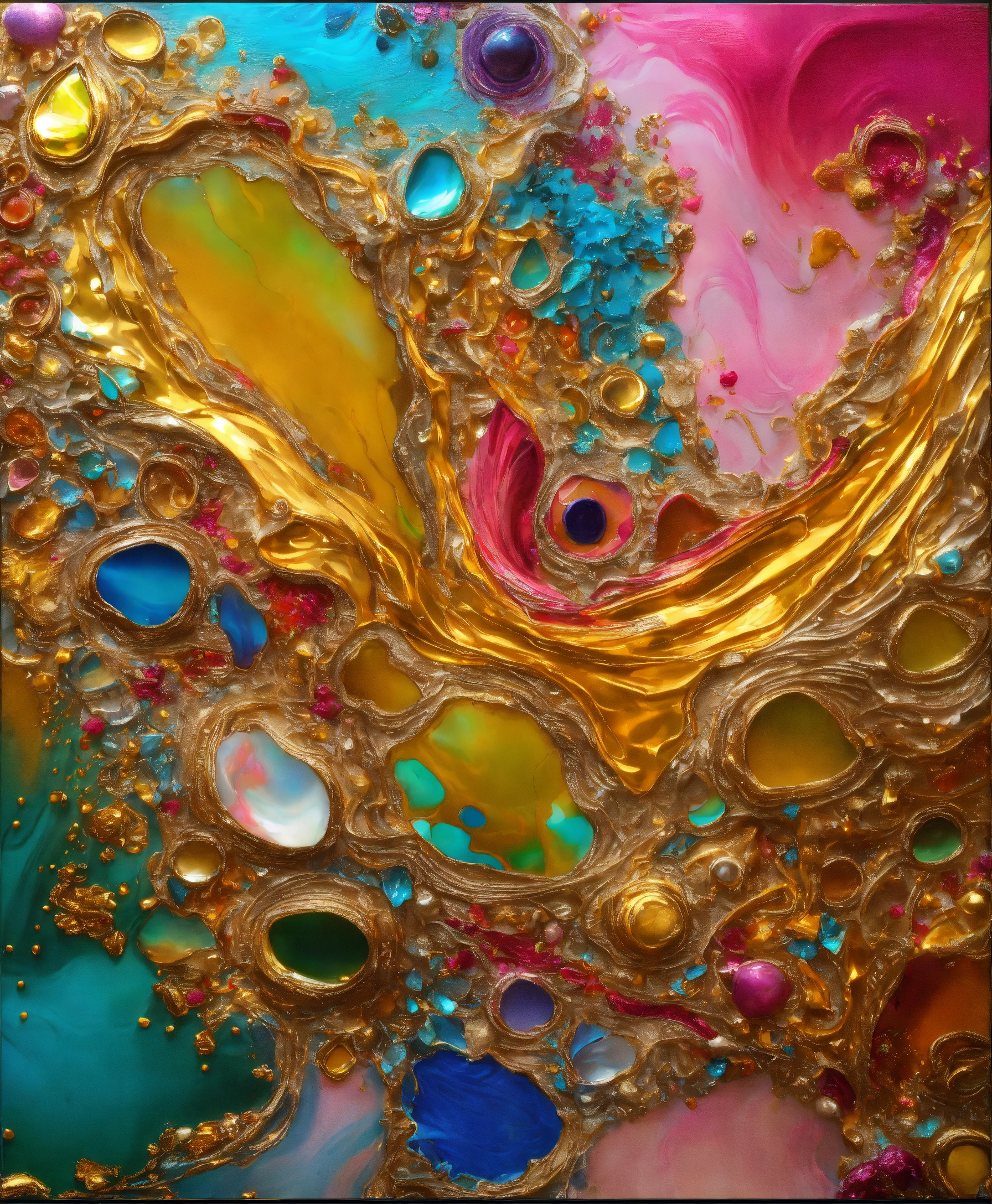 Lexica - Colorful abstract painting oil and water complex complicated ...