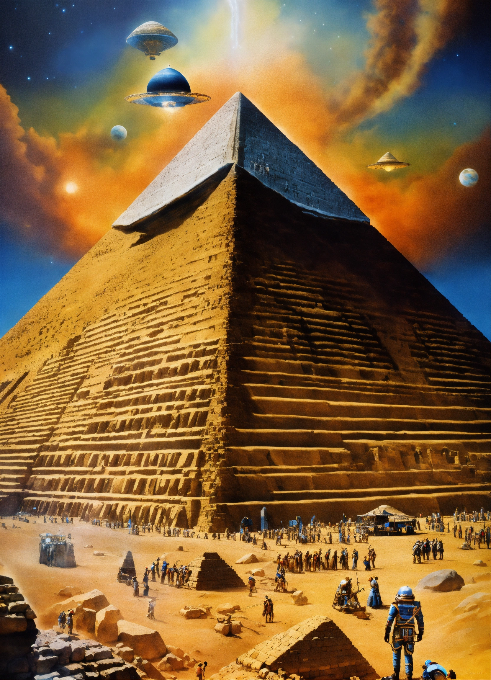 Lexica - A multitude of aliens building the great pyramid , stones ...