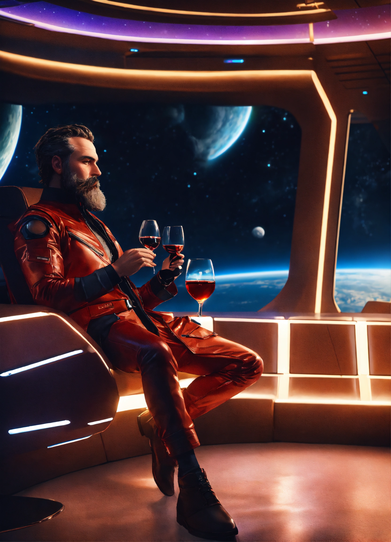 Lexica - 45 year old masculine man with trim beard in futuristic ...