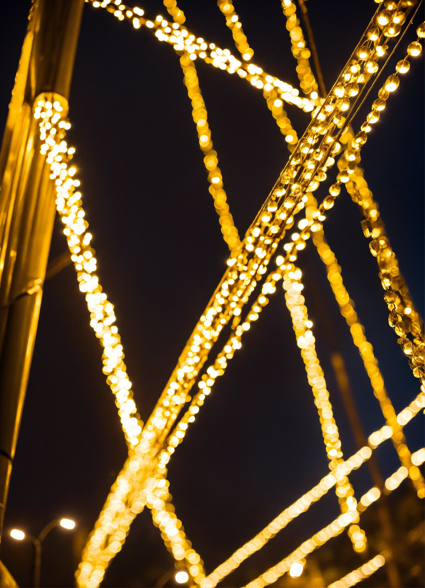 Lexica - Gold twinkling lights in a night celebration