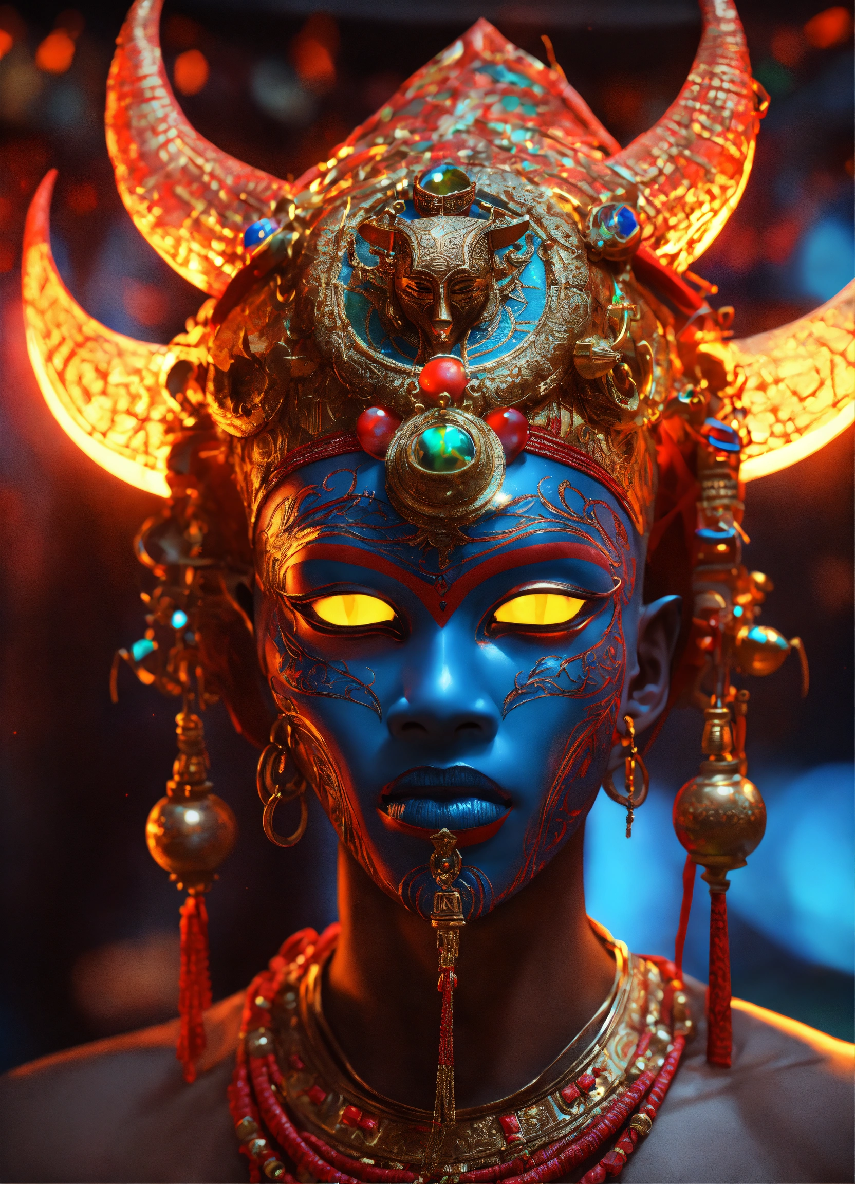 Lexica - Ethiopian Oni evil mask intricate, veil, porcelain, scenario ...