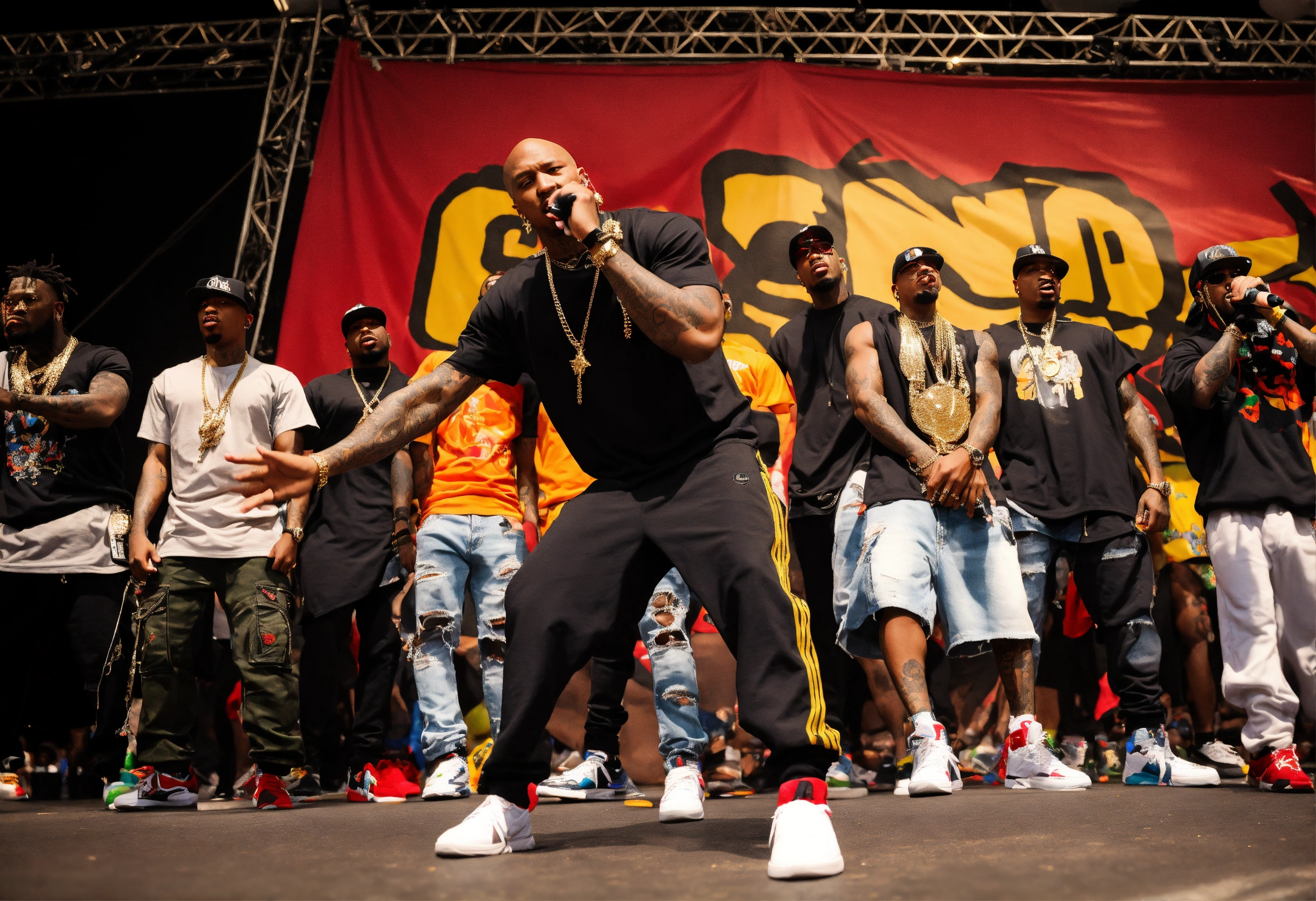 Lexica - Full body shot black baldheaded guys rap group "Onyx", Fredro ...