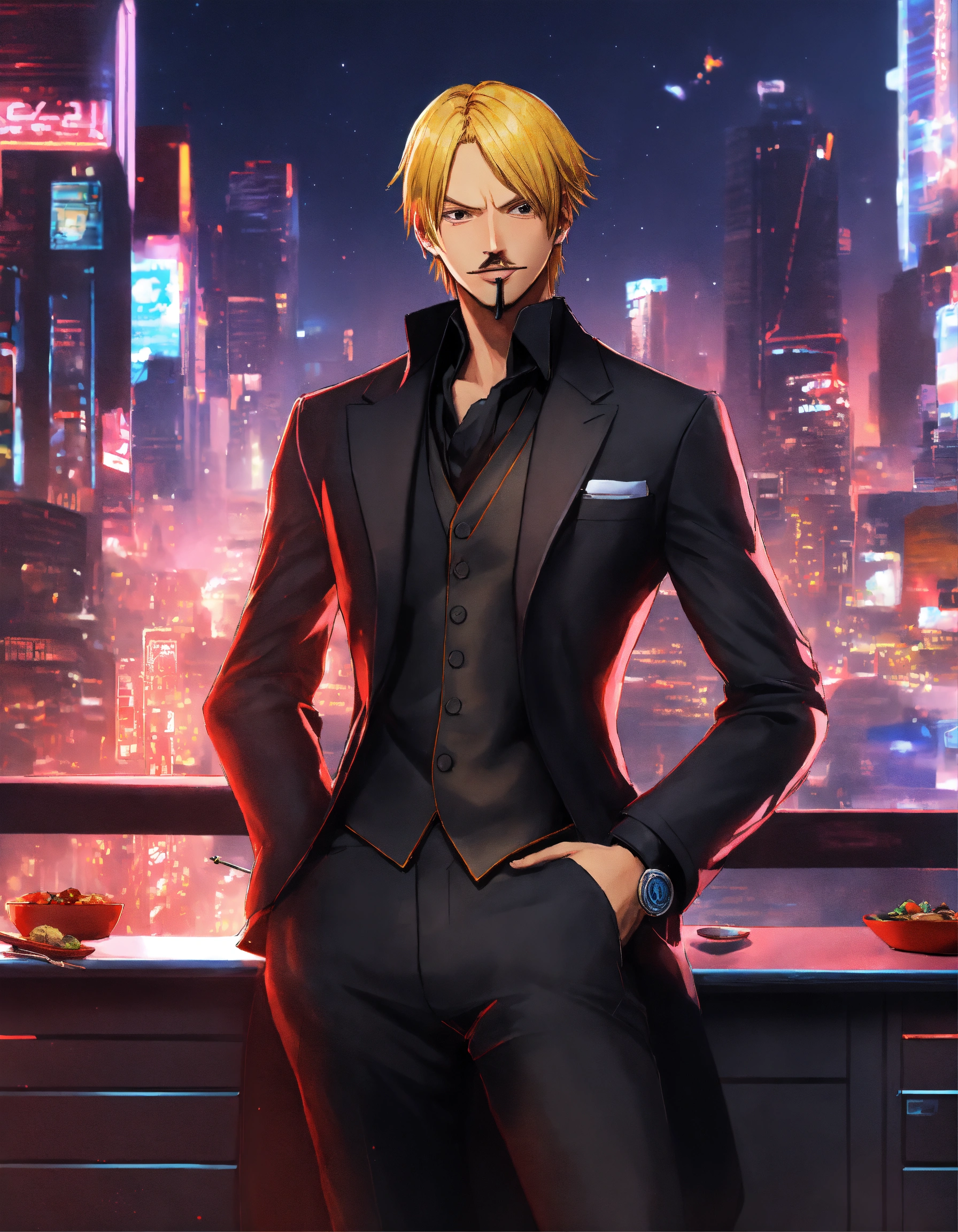 Lexica - Design a modern-day cyberpunk version of Sanji from One Piece ...