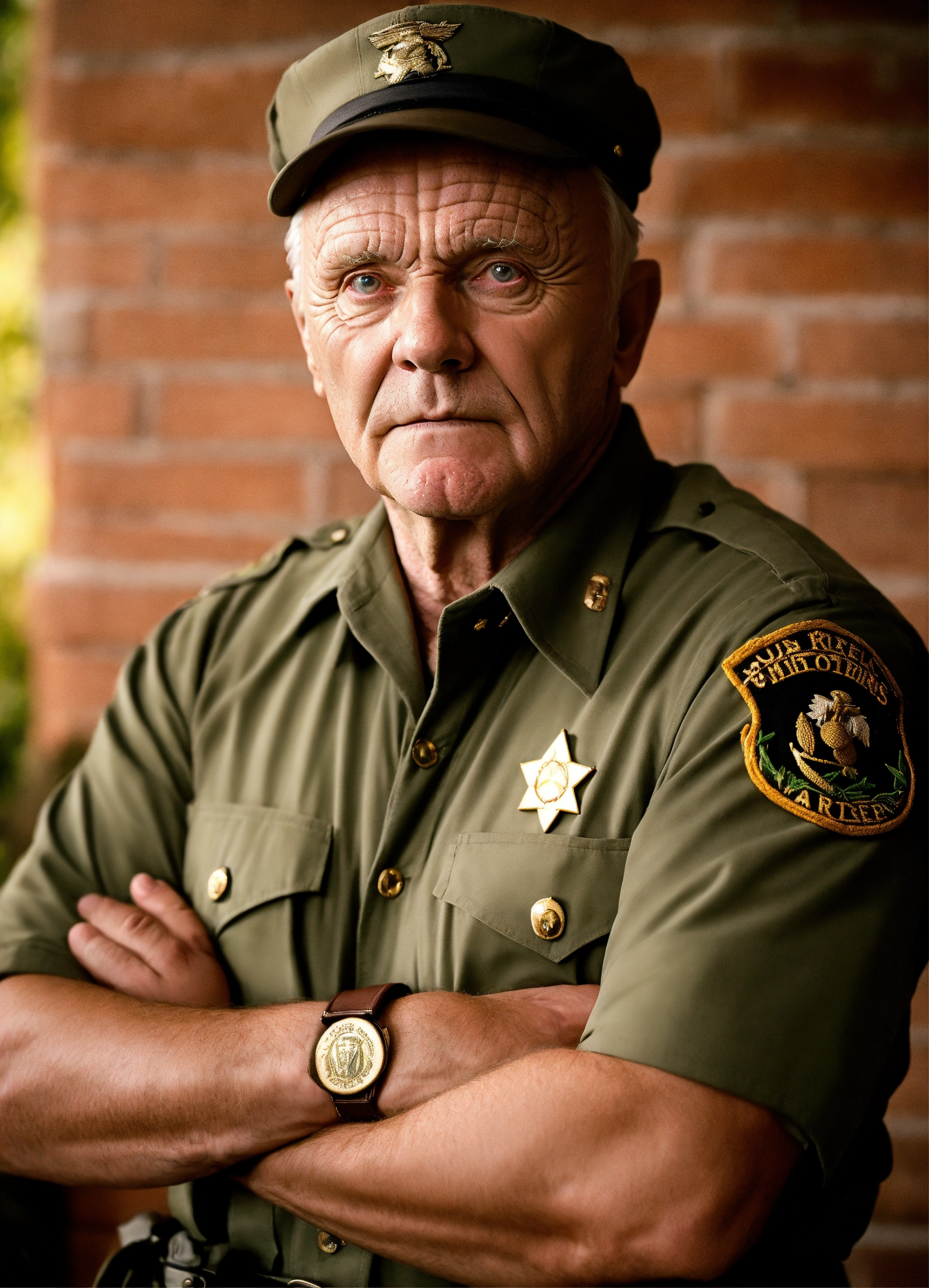 Lexica - Scared man, US PARK RANGER, FRONT VIEW, casual clothes, arms ...