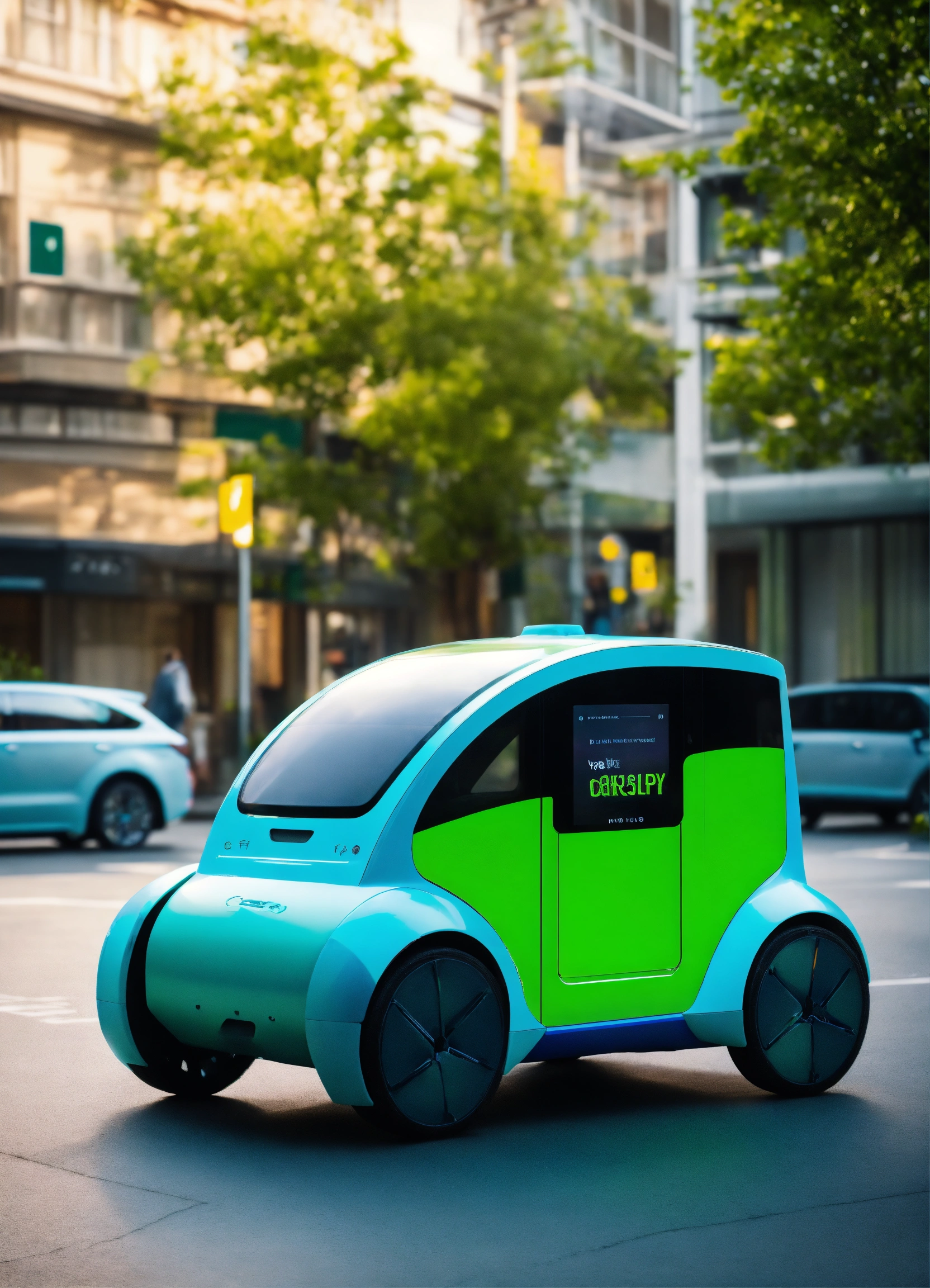 Lexica - Grocery delivery driverless vehicle with blue and green ...
