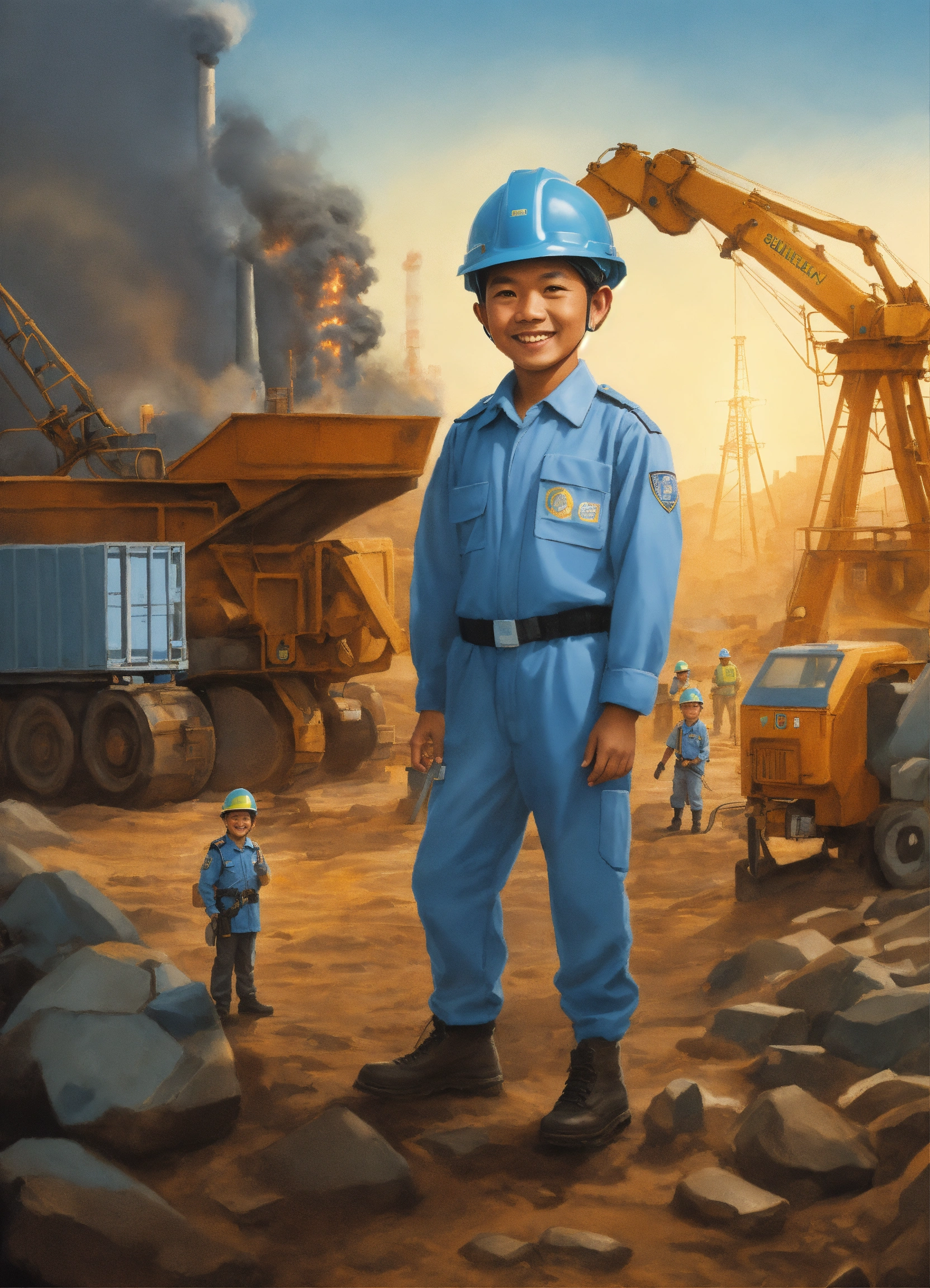 Lexica - Technical officer wearing light blue engineering uniform ...