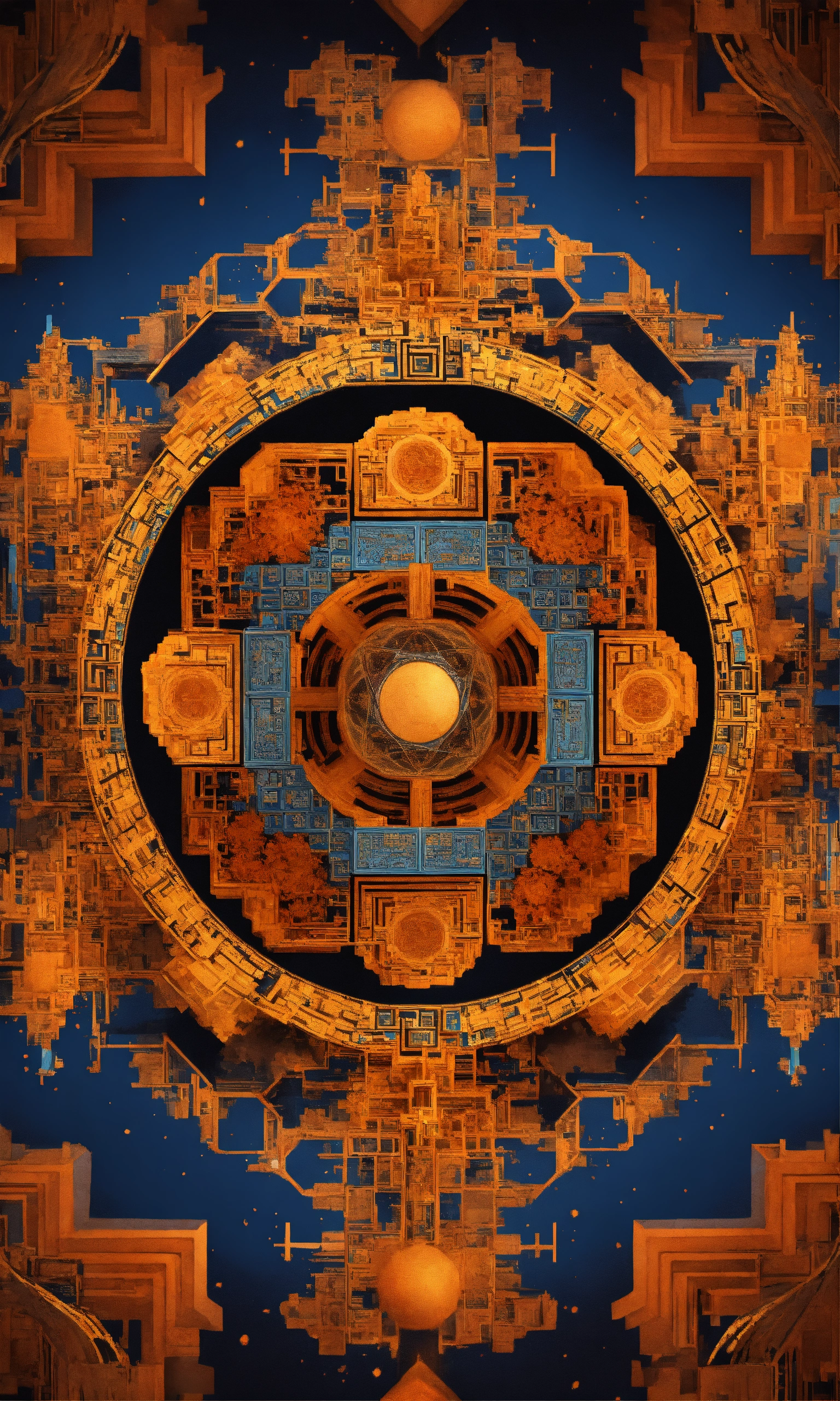 Lexica - Taoist monk tesseract fractal three point perspective swastica