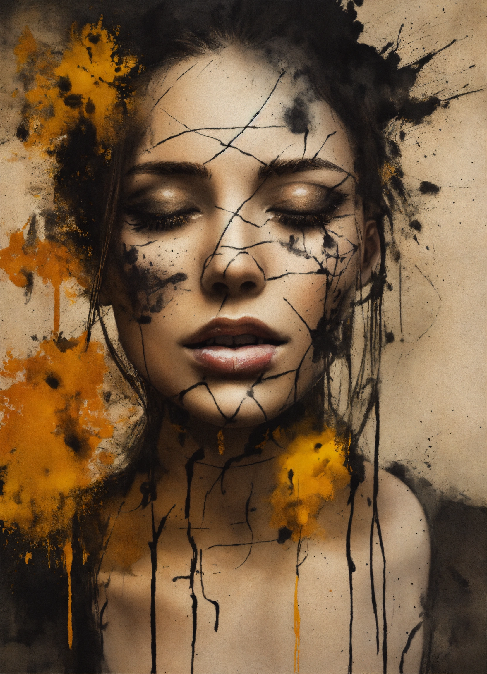 Lexica - Create the outline of an aroused woman with pain on her face ...