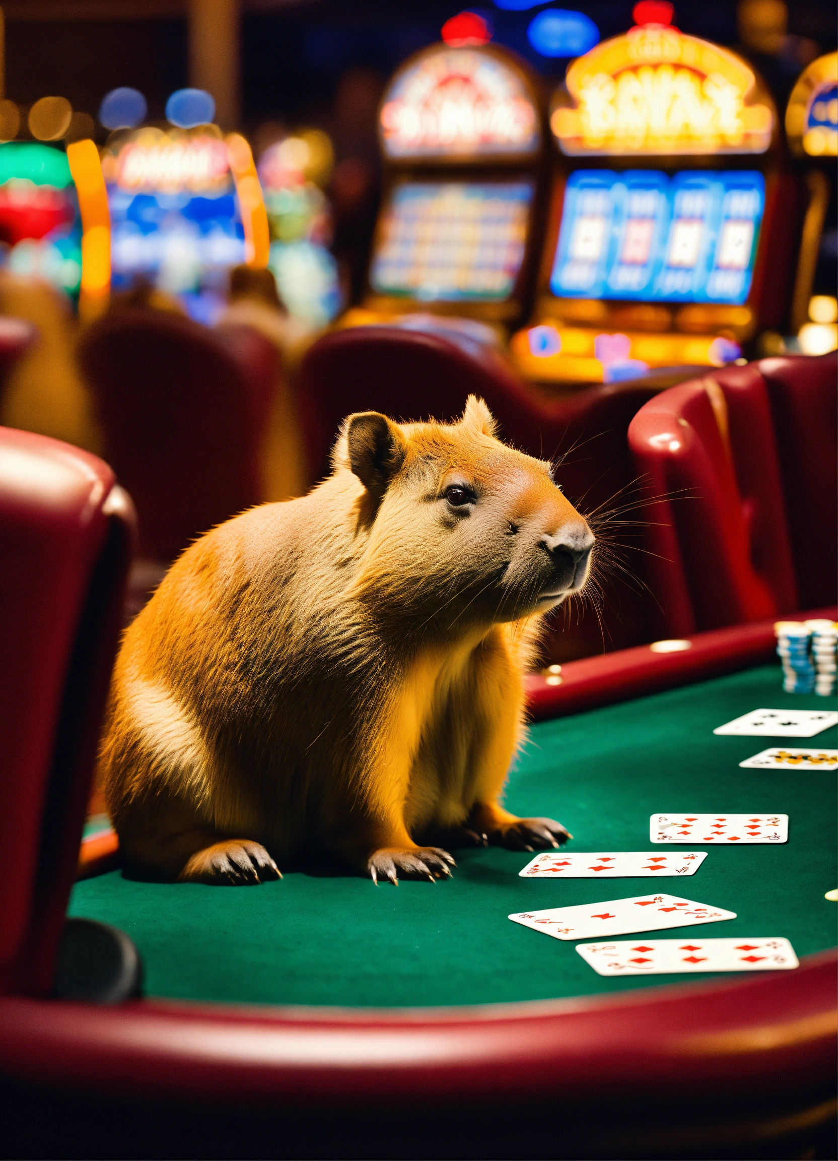 Lexica - Group of capybaras playing cards in a casino in Las Vegas, 8k ...