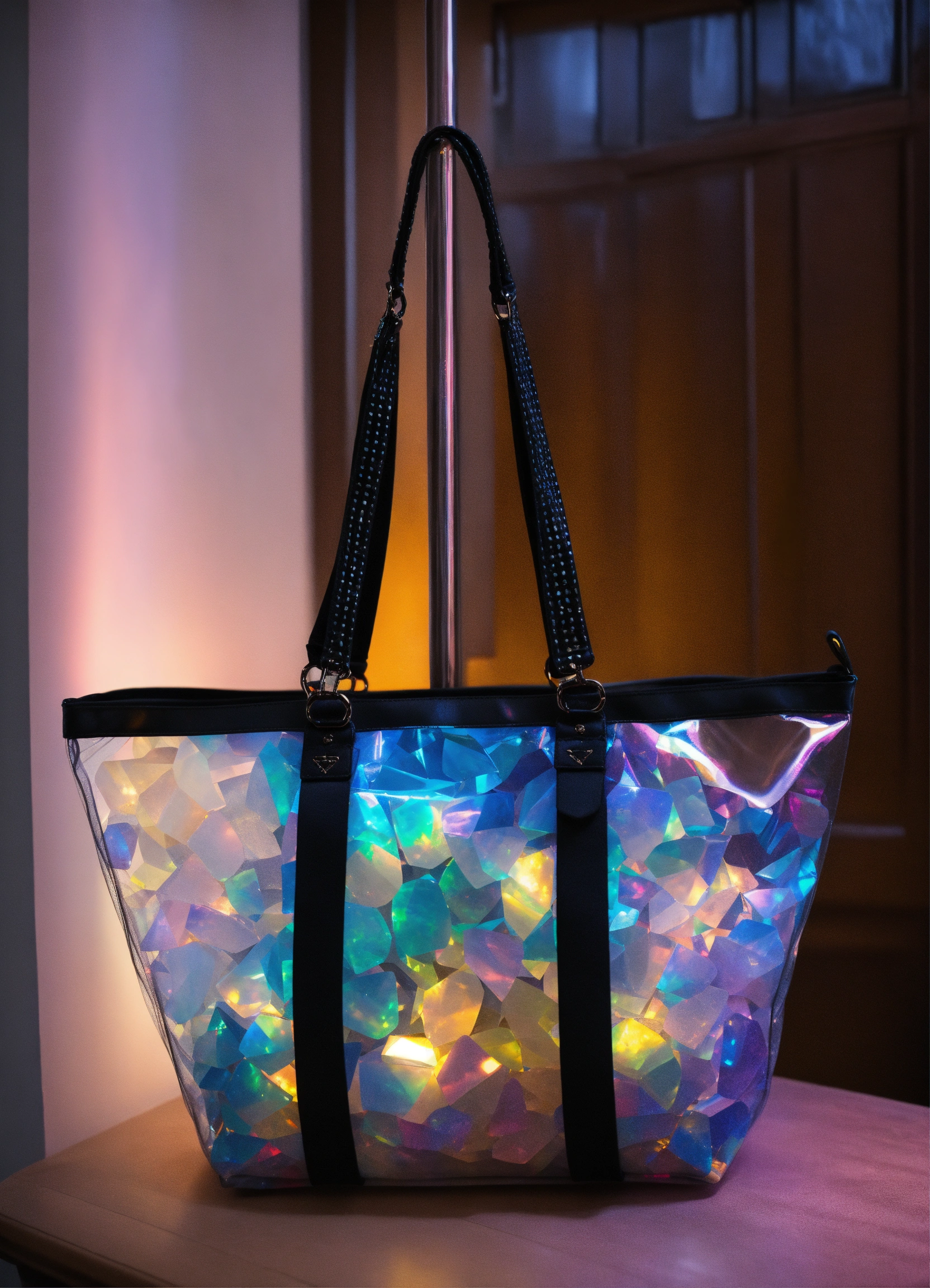 Lexica - Transparent weekender tote bag full of opals, no backround ...