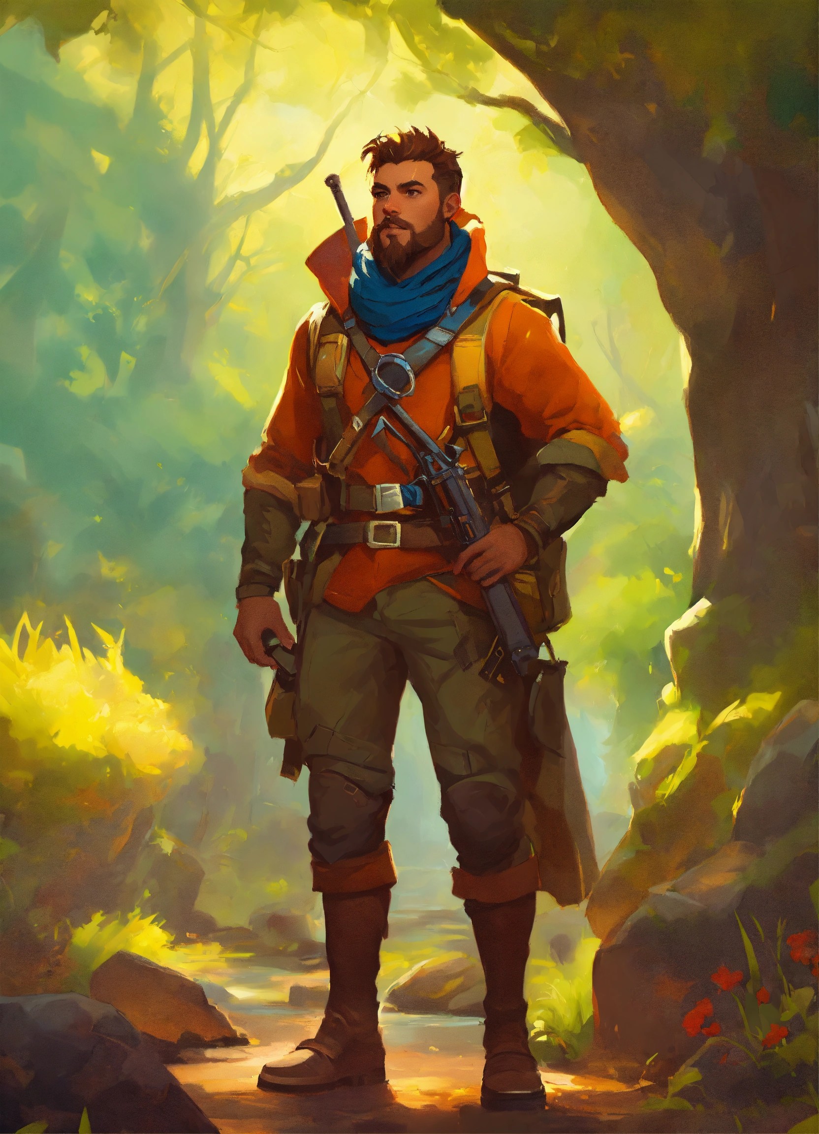 Lexica - Adventure man tresure hunter, cartoon oil paint, 2D ...