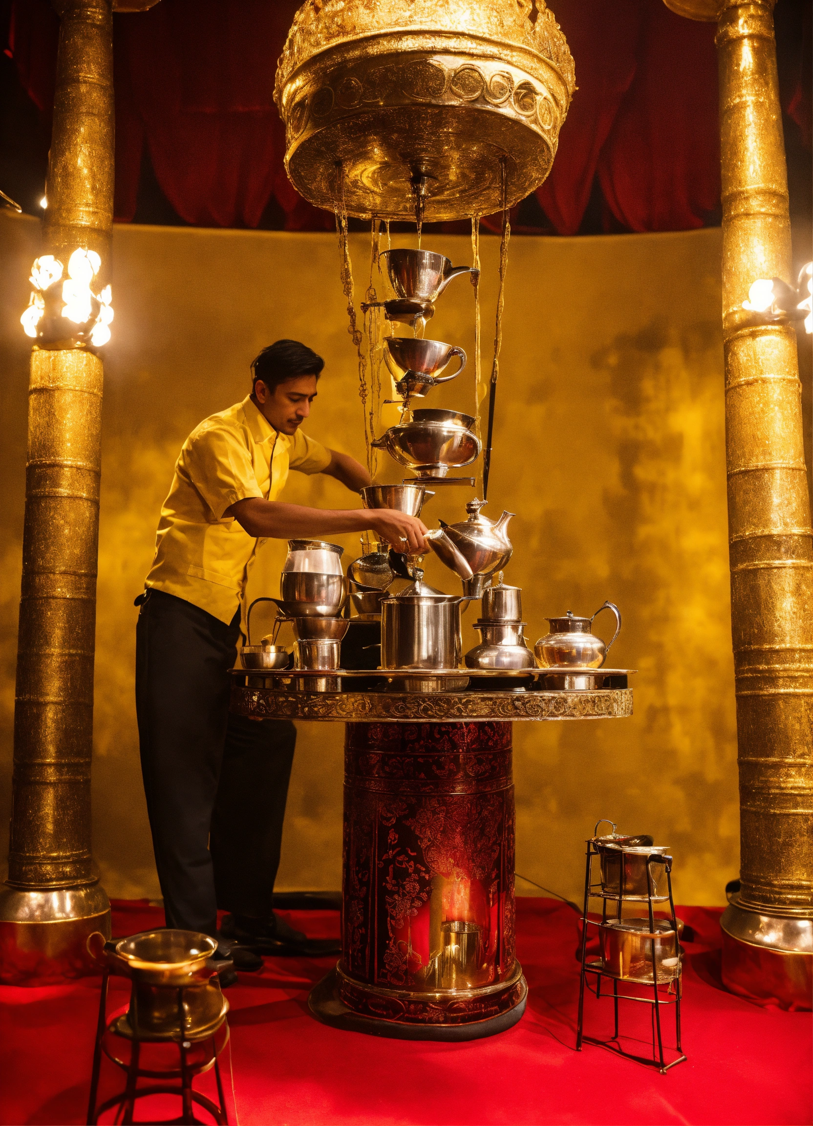 Lexica - Chai master pouring Chai tea from one cup to another cup that ...