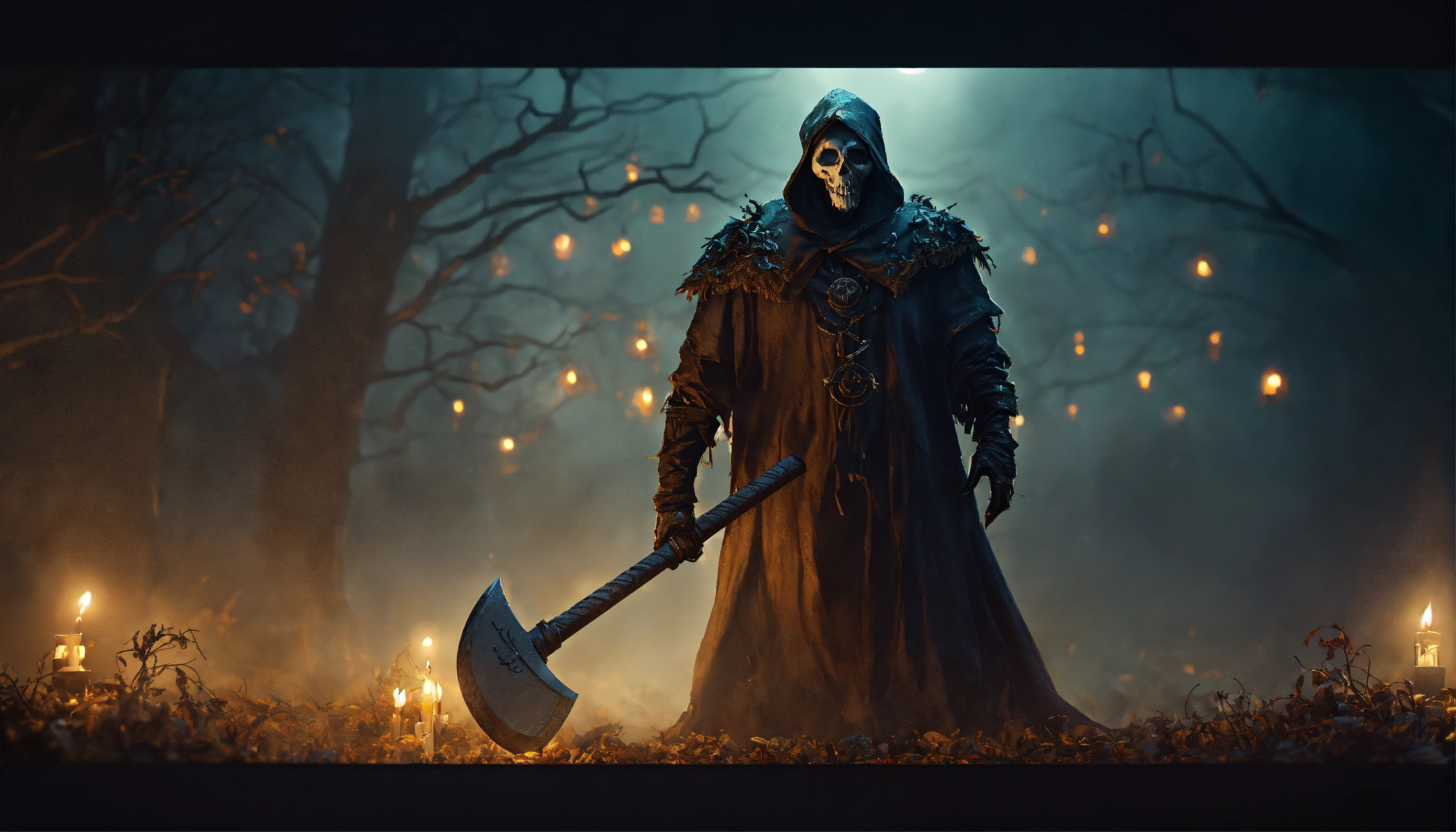 Lexica - A very scary Ghostface holding a large axe, Halloween, night ...