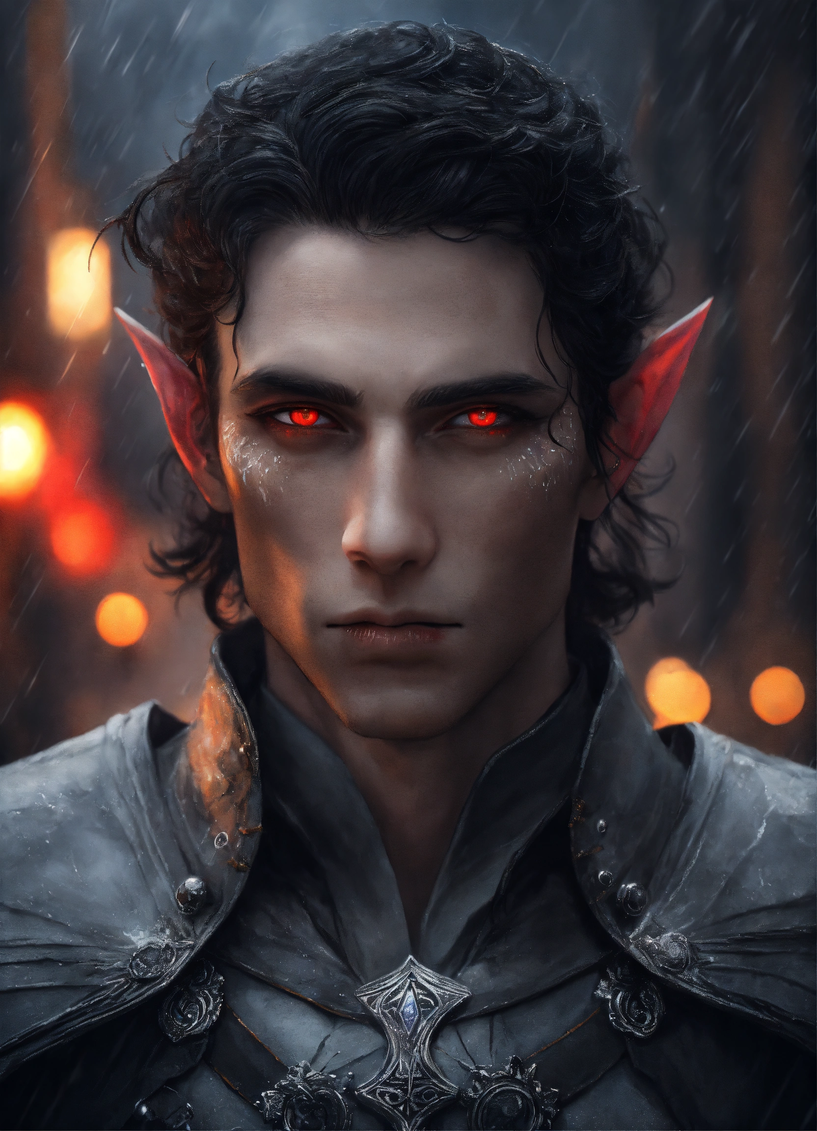 Lexica - Fantasy portrait of a ash-grey skinned elf, masculine ...