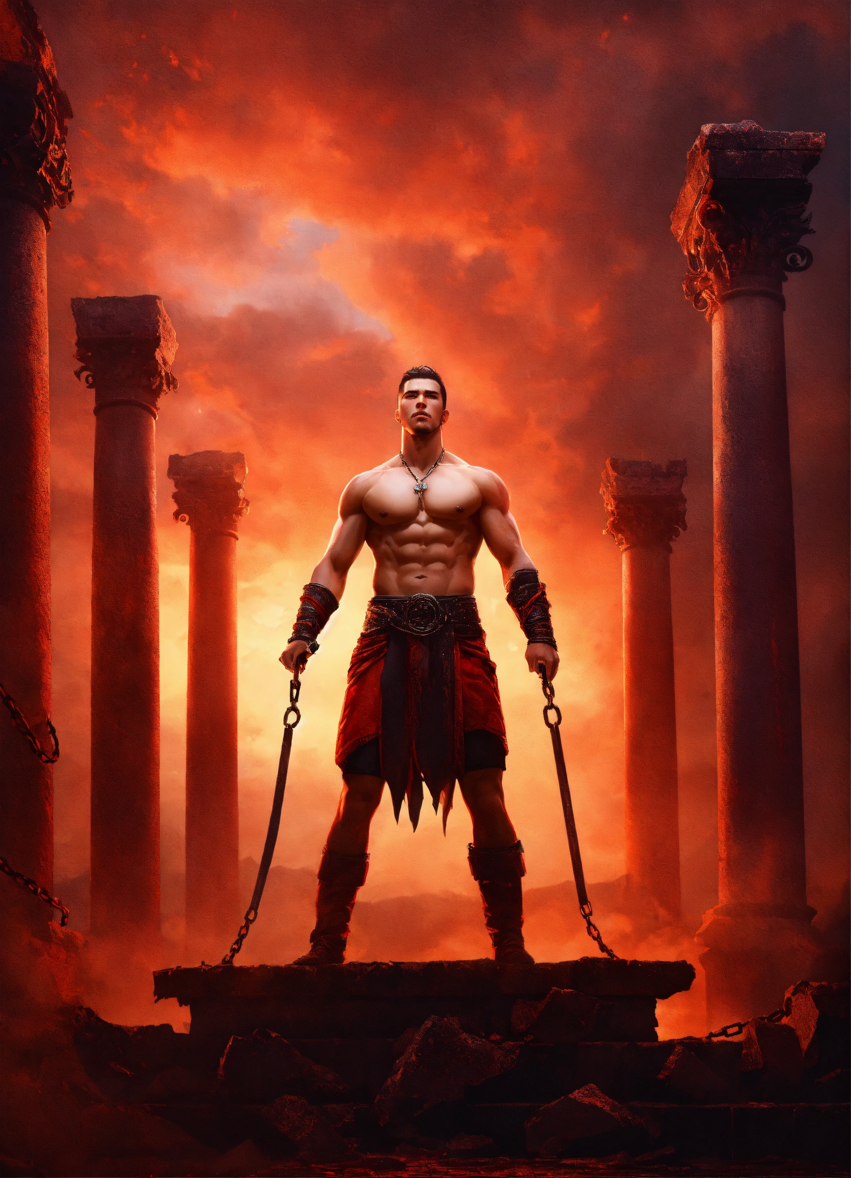 Lexica - Bound strong athletic handsome god prisoner, captive bound god ...