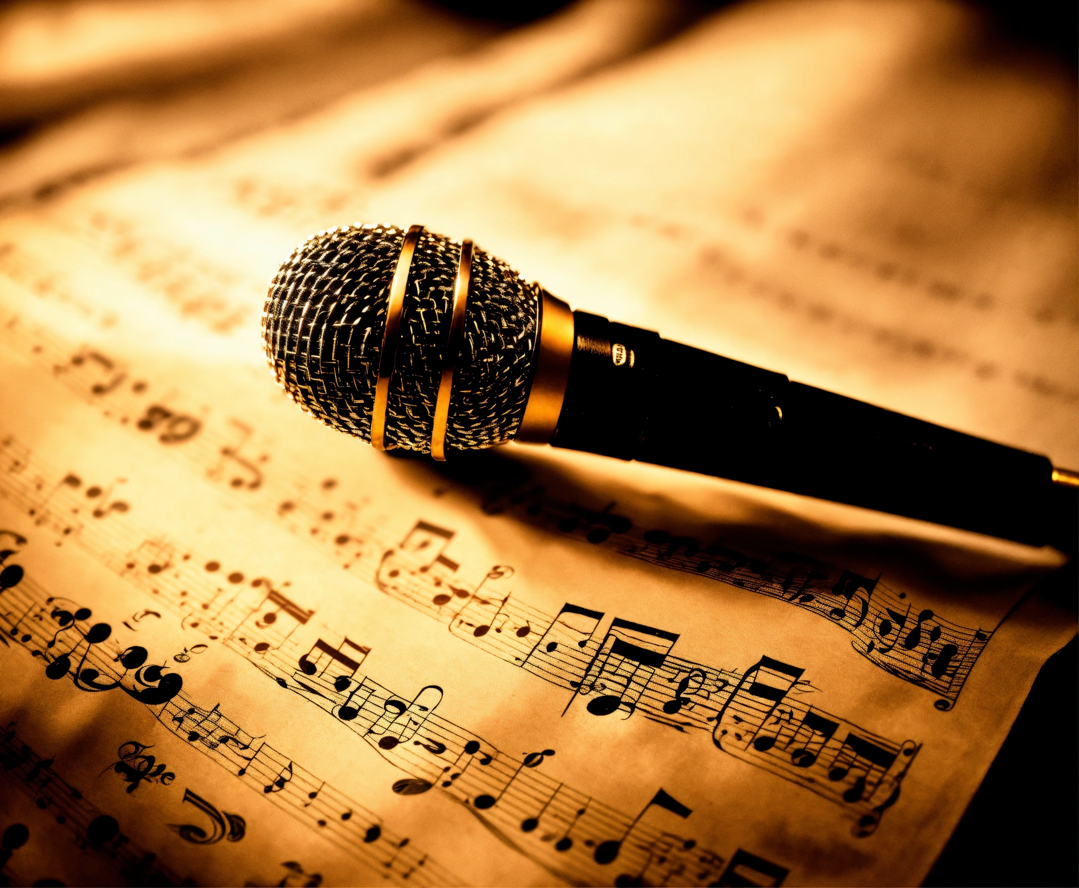 Lexica - Microphone, sheet music, singers