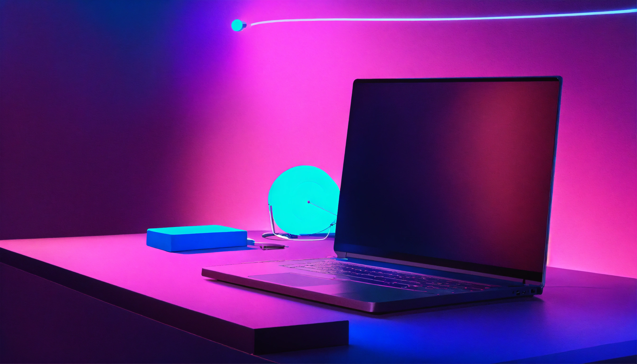 Lexica - Laptop to the right side with data on it using blue, magenta ...