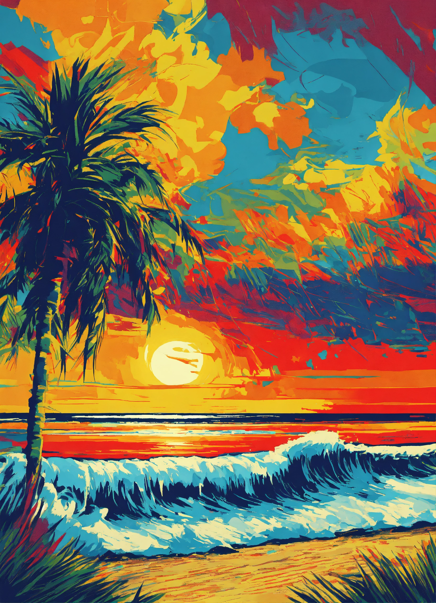 Lexica - Hurricane, storm, beach, pop art