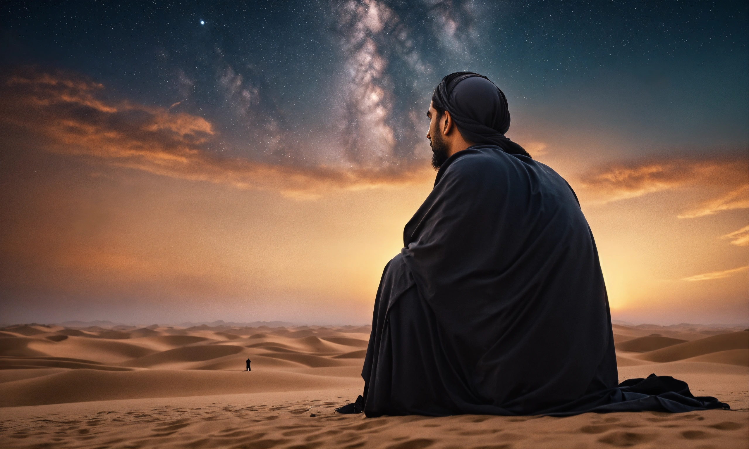 Lexica - Arabic sad and wondering man look at sky