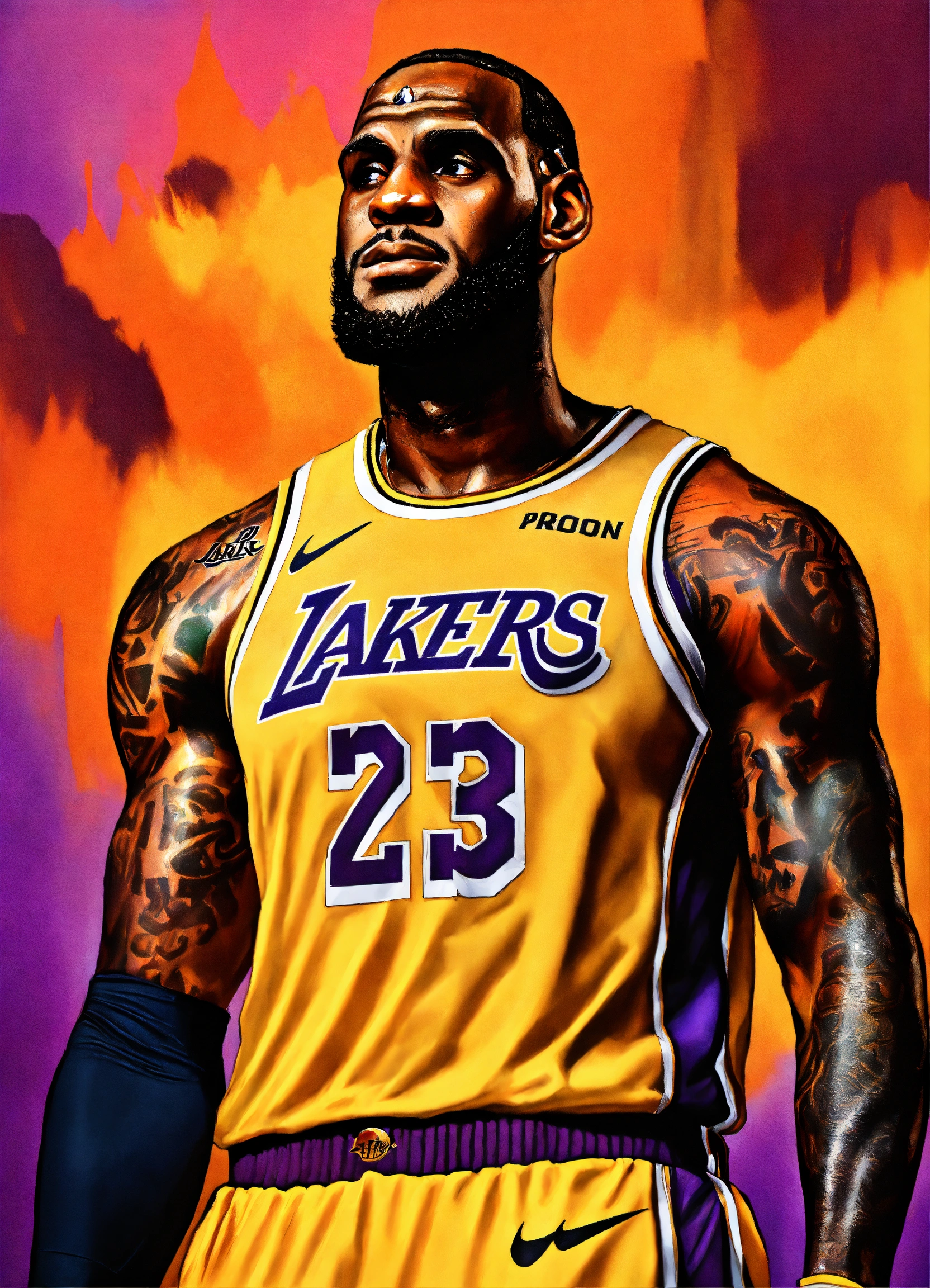 Lexica - Lebron James wearing a jersey, of Los Angeles lakers, brown ...