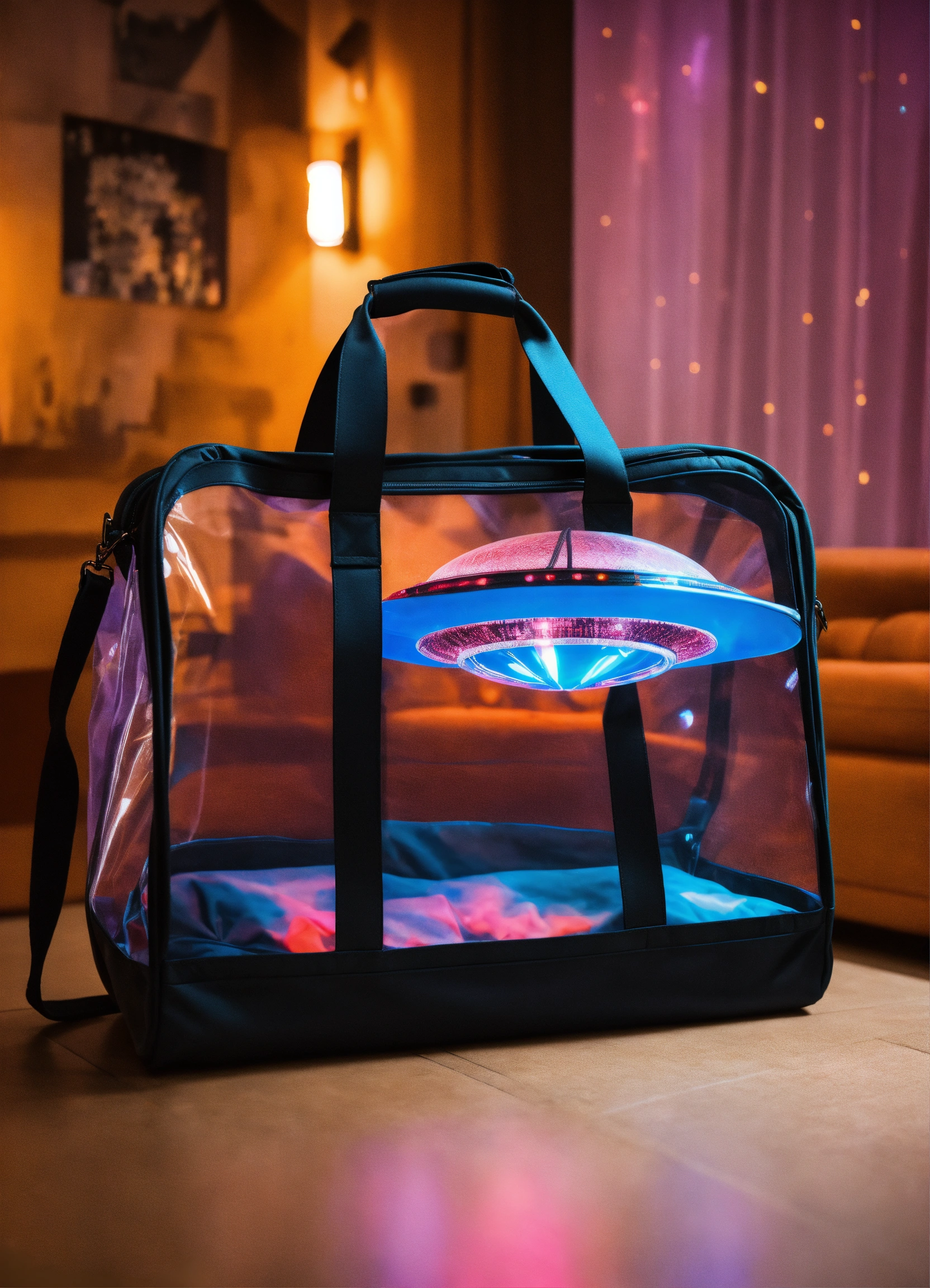 Lexica - Transparent weekender tote bag with ufo inside, no backround ...