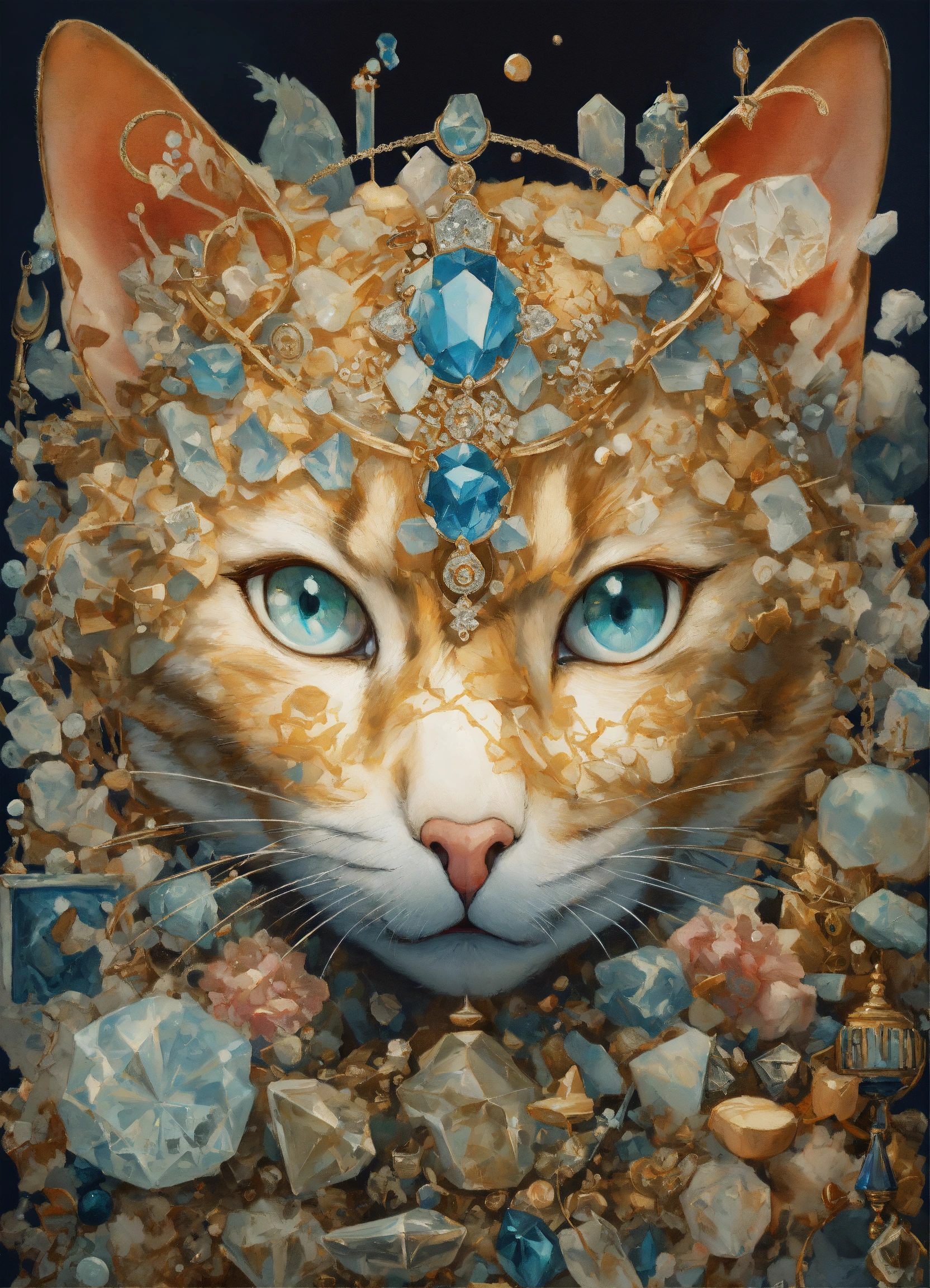 Lexica - The anatomy of a cat head made of diamond,jewelry, domino ...