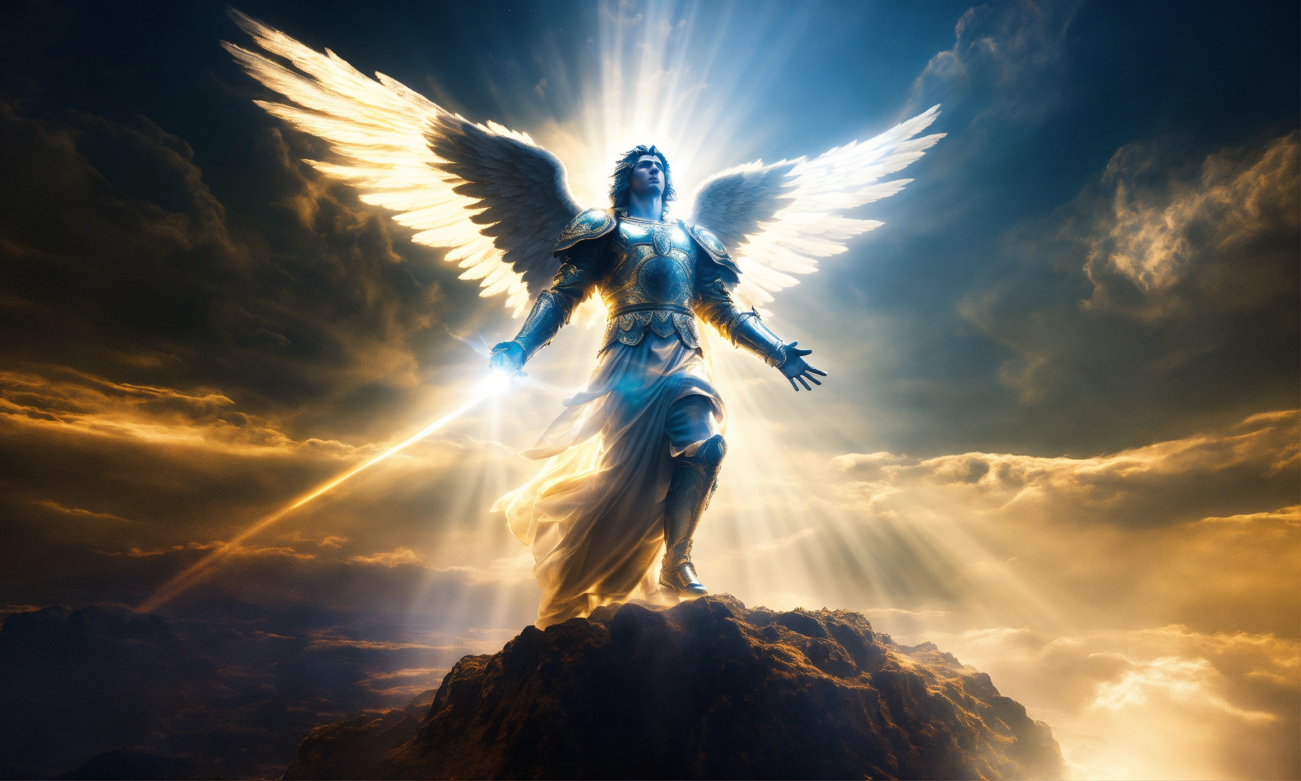 Lexica - Dynamic depiction of archangel michael hovering above the ...