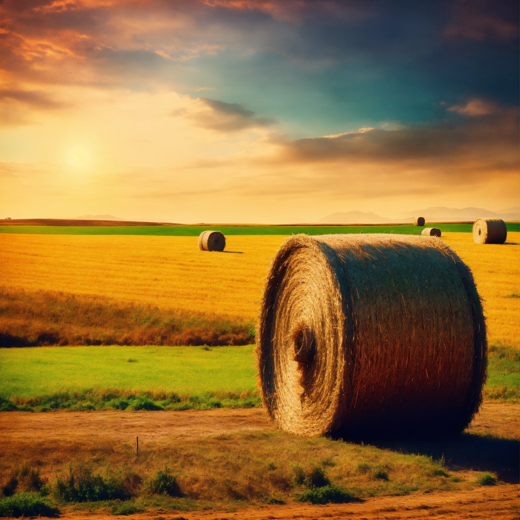 Lexica - Small Hay bale, western style in a field, high-quality fantasy ...