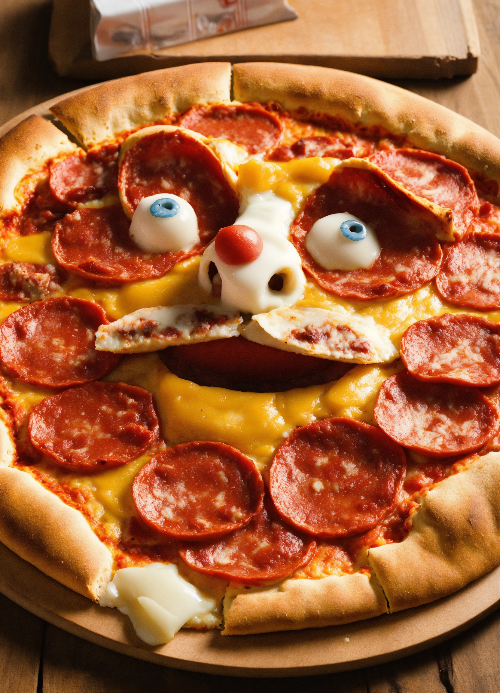 Lexica - Pizza face, gross ,eyes, mouth nose, tongue, funny realistic