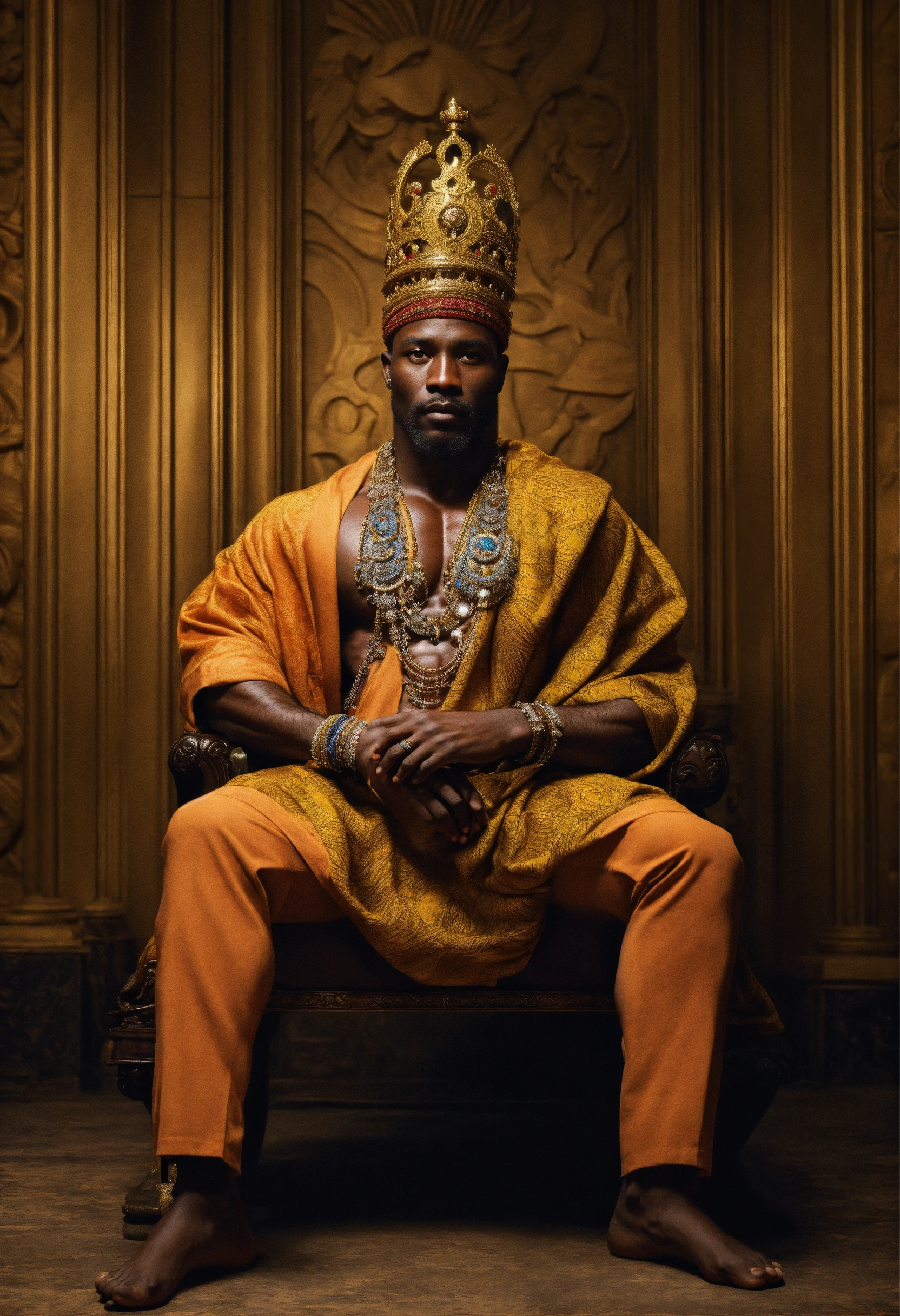 Lexica - Portrait of a stunningly beautiful middle age ghanaian king in ...