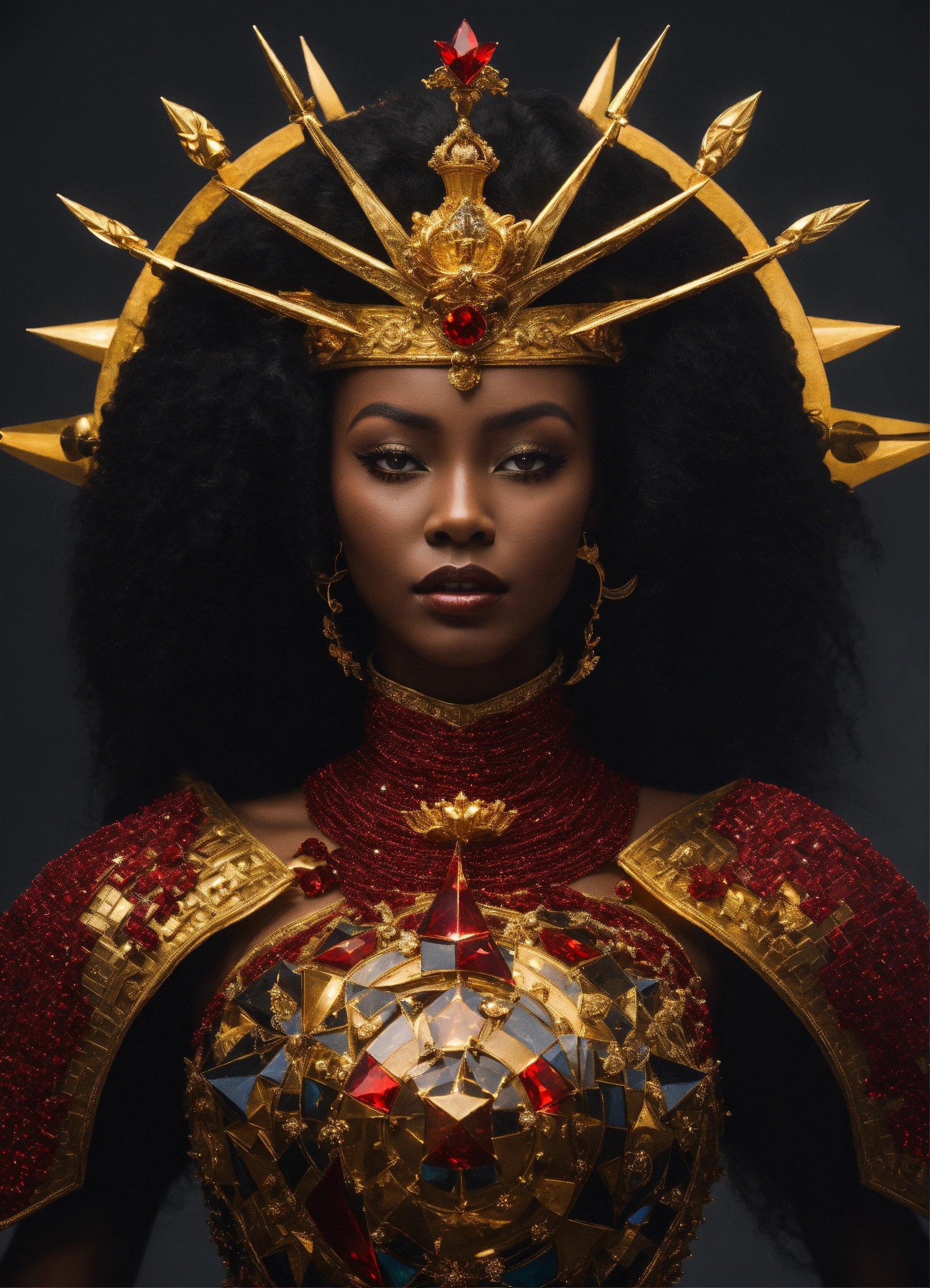 Lexica - Minimalism. Black Solar Queen with long oversized red flowing ...