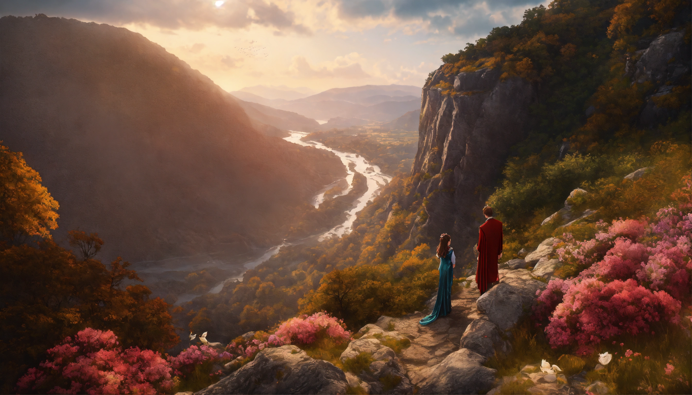 Lexica - Illustrate a close-up view of two people in velvet clothing ...