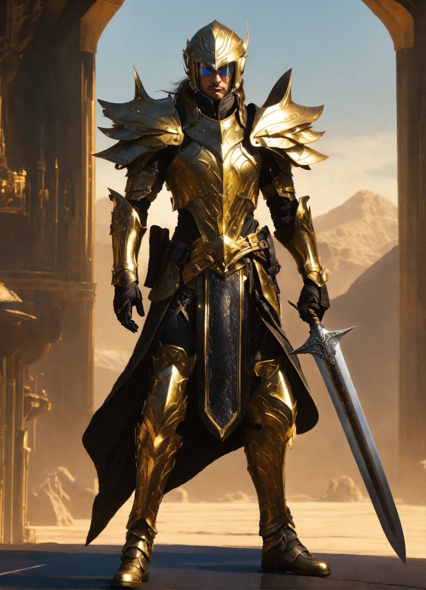 Lexica - Full body of a male high elf sci fi soldier wearing heavy sci ...