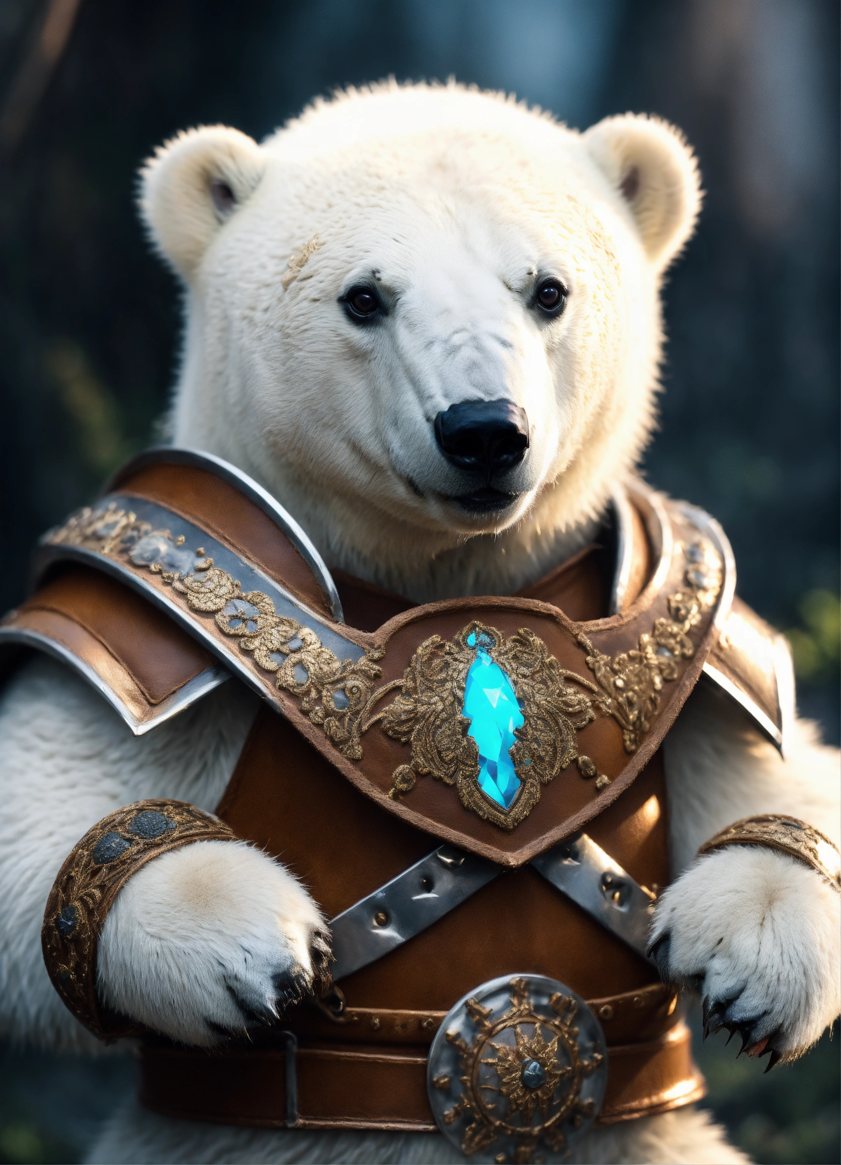 Lexica - Polar bear cub, leather armor, fantasy, best quality, full ...