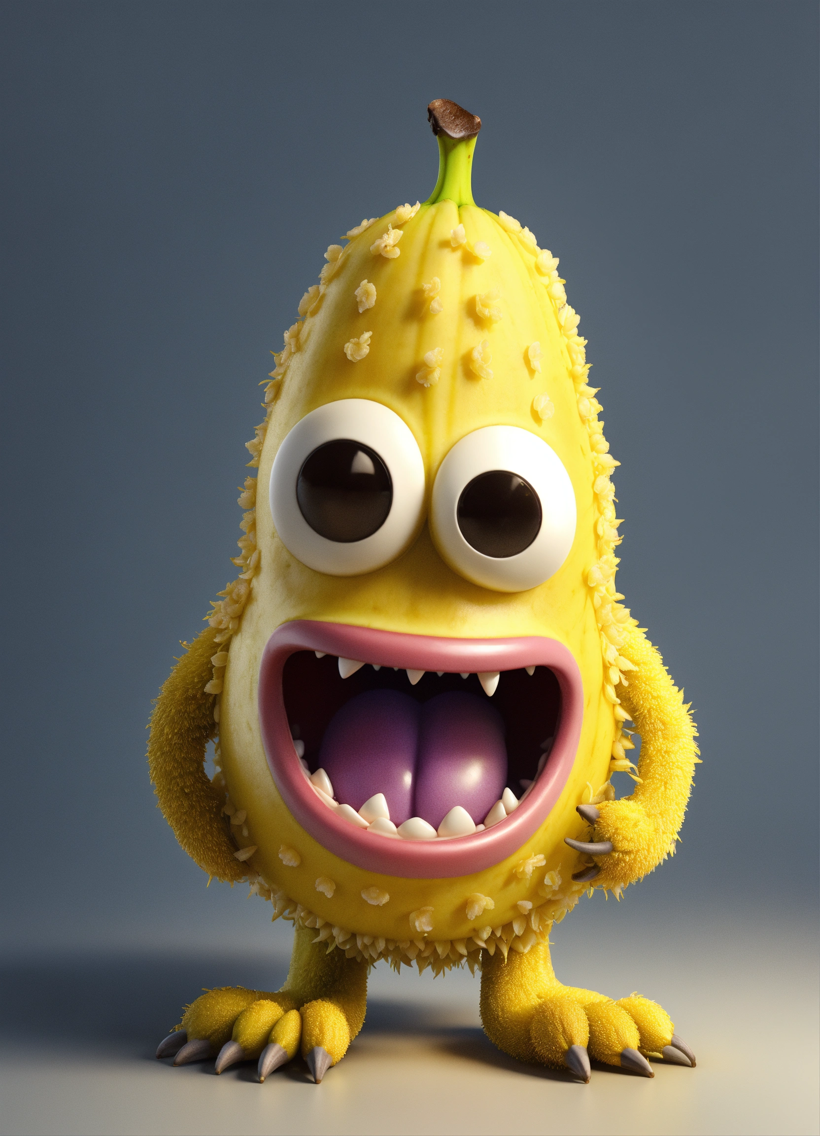 Lexica - A banana monster like Disney cartoon, front view, studio photo ...