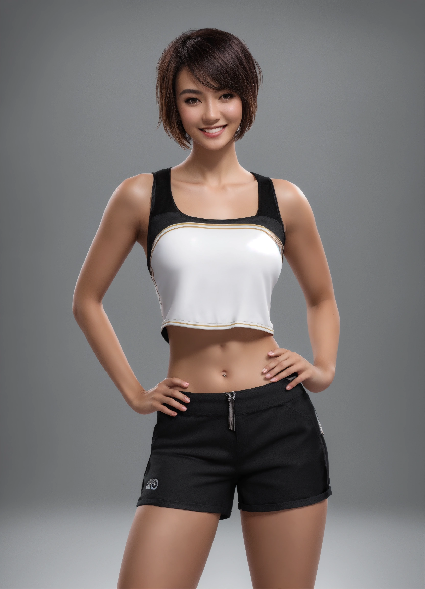 Lexica - , no shadows TONI, MAYA, Tan skin, gorgeous woman, white background, short hair ...