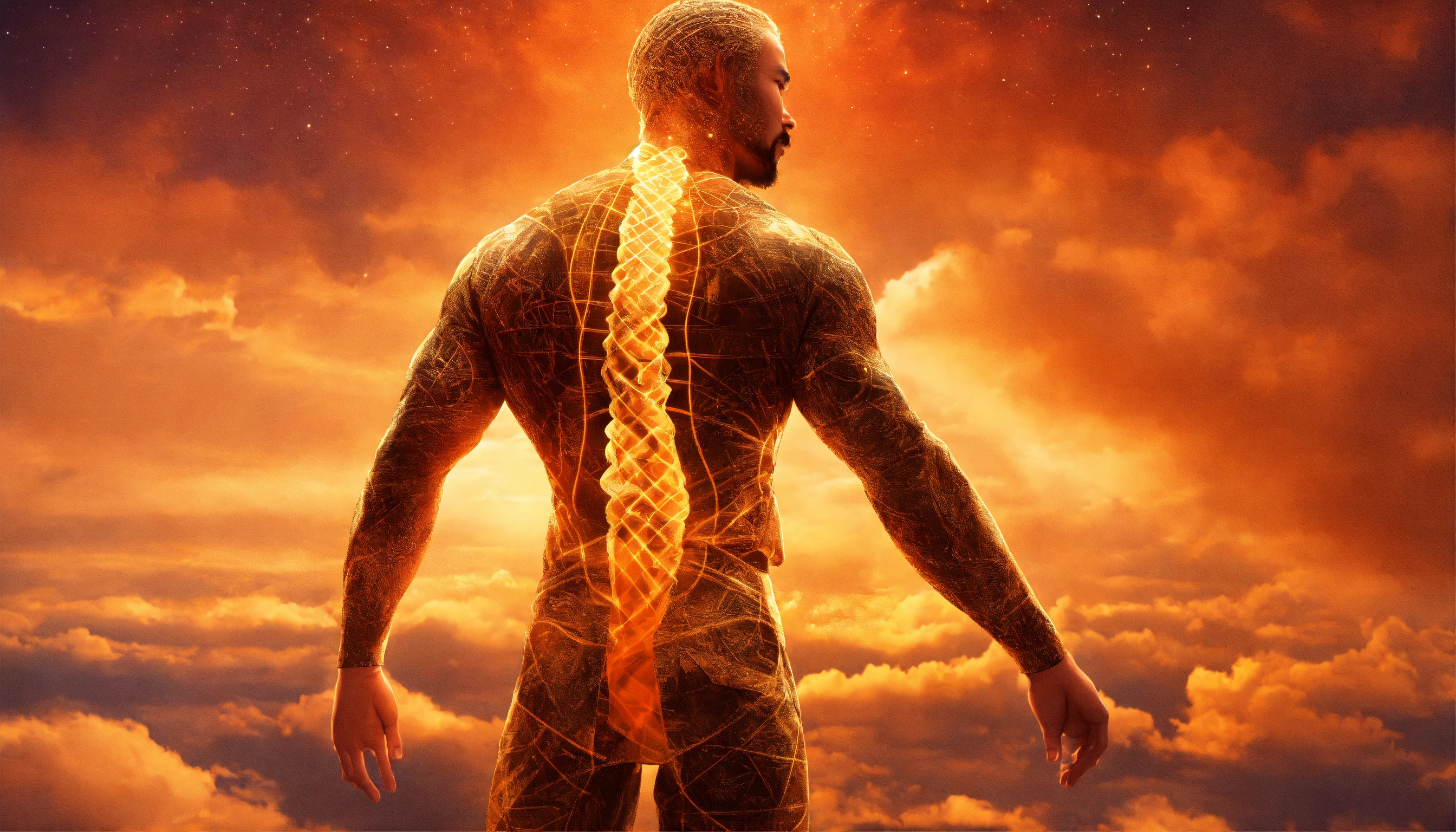 Lexica - Spiritual healing, well built man, open shirt, dna strands, 4k ...