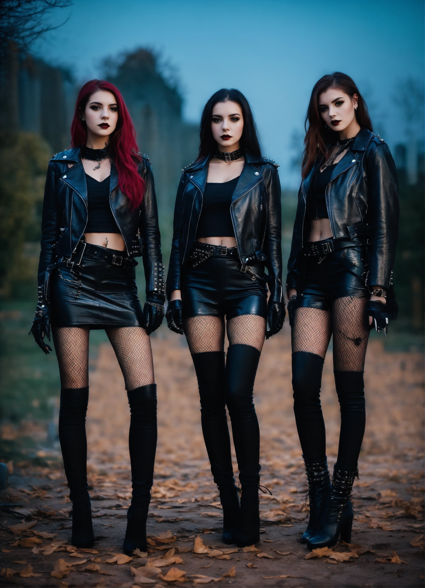 Lexica - Three stunning young gothic girls posing in the graveyard ...