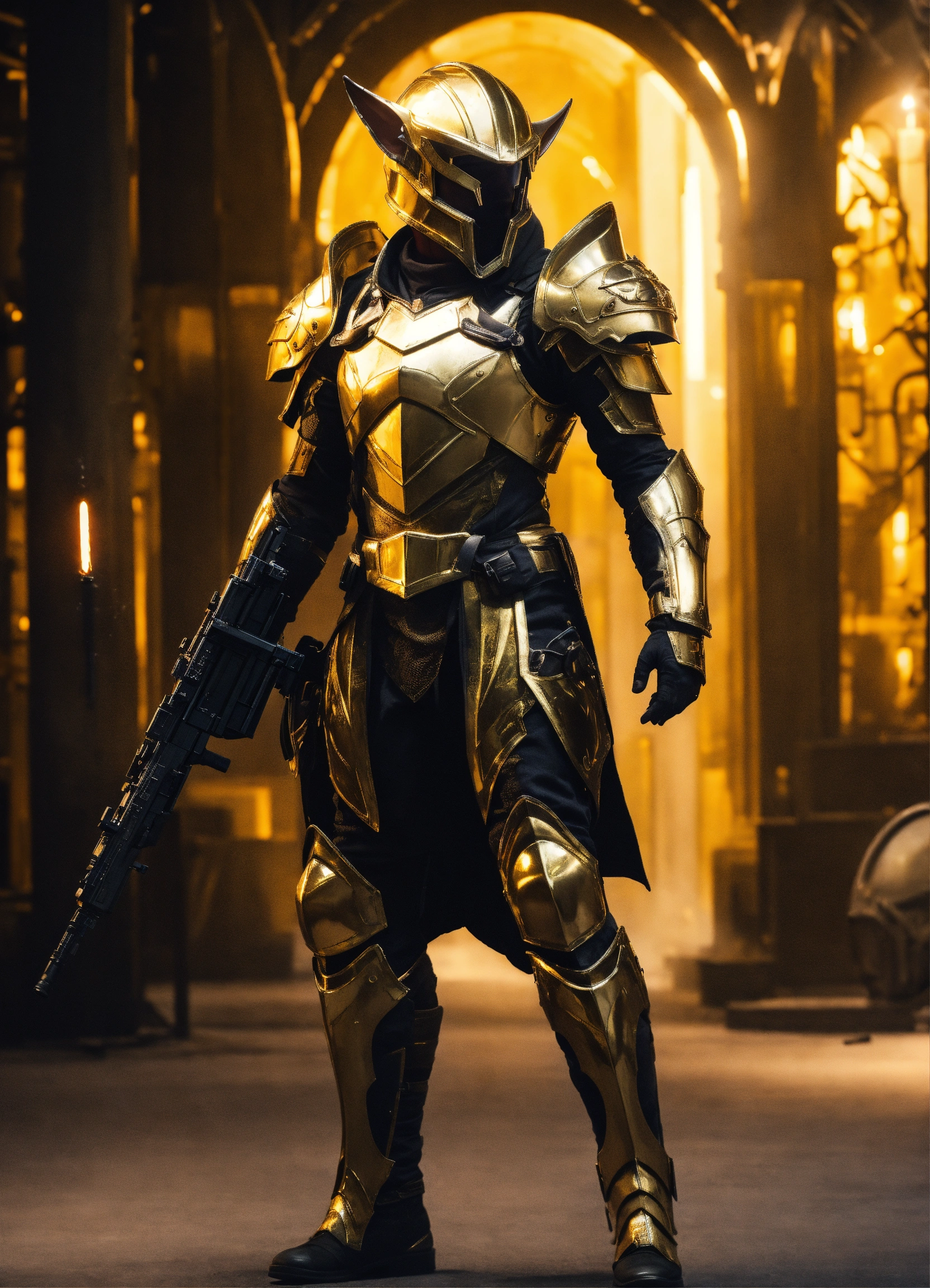 Lexica - Full body of a high elf sci fi soldier wearing heavy sci fi ...