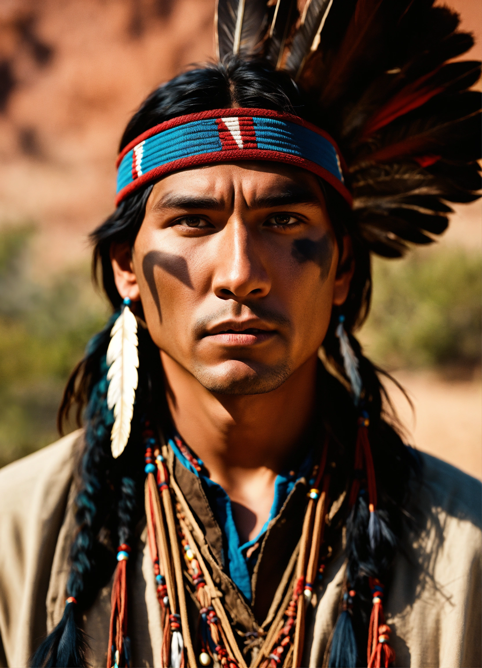 Lexica - Native american National Park man scare expressive no shadow ...