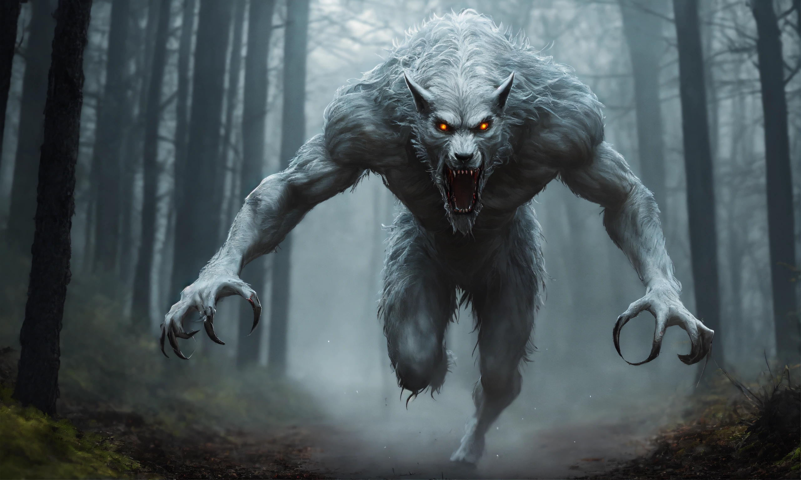 Lexica - Terrifying White SKINWALKER Running In Ultra Realistic Style