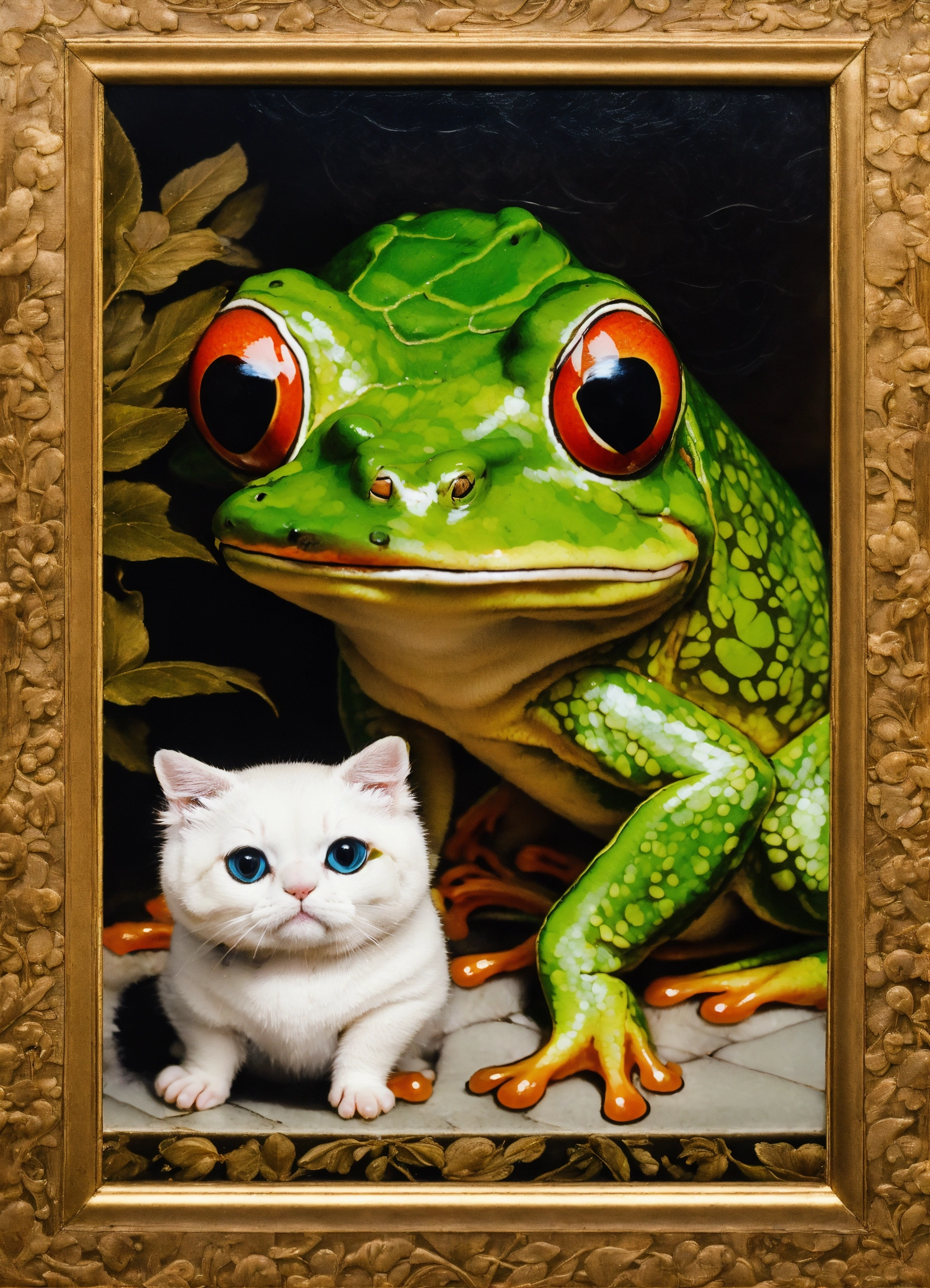 Lexica - Detailed photo portrait of a frog being watched by a (small ...