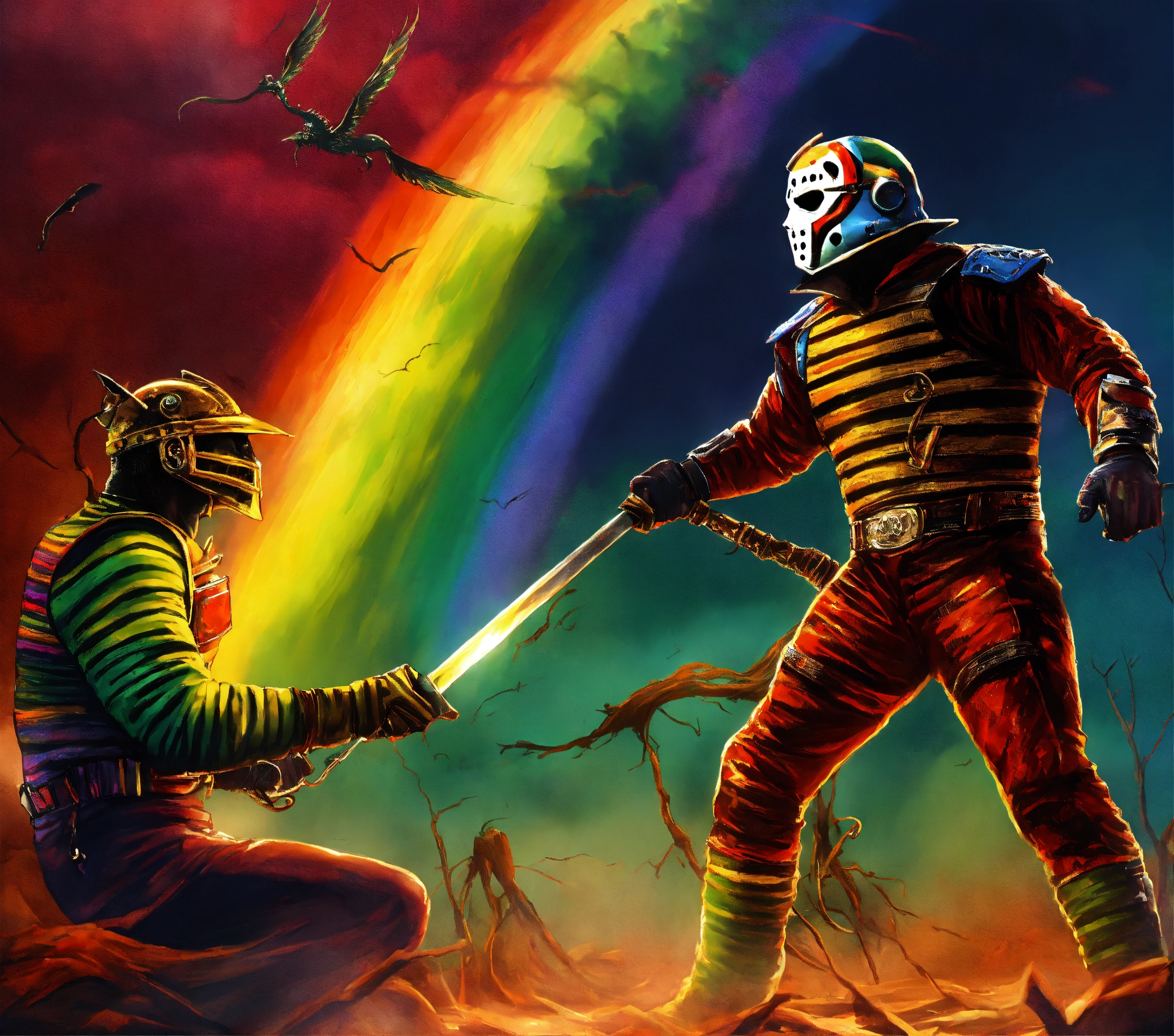 Lexica - Nightmare on elm st freddie vs Jason god rainbow thunder