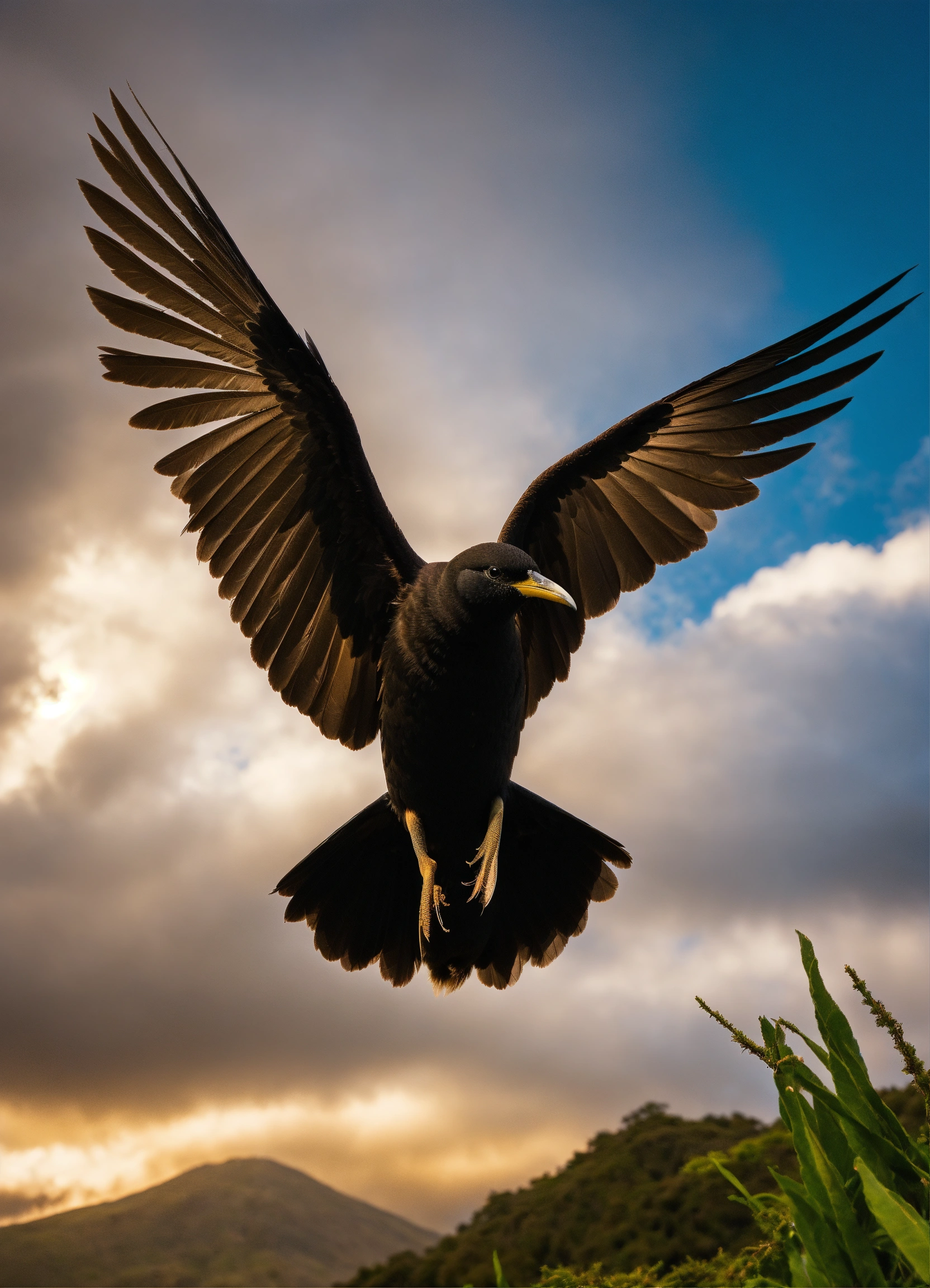 Lexica - Underside closeup of saddleback huia nz bird flying photo ...